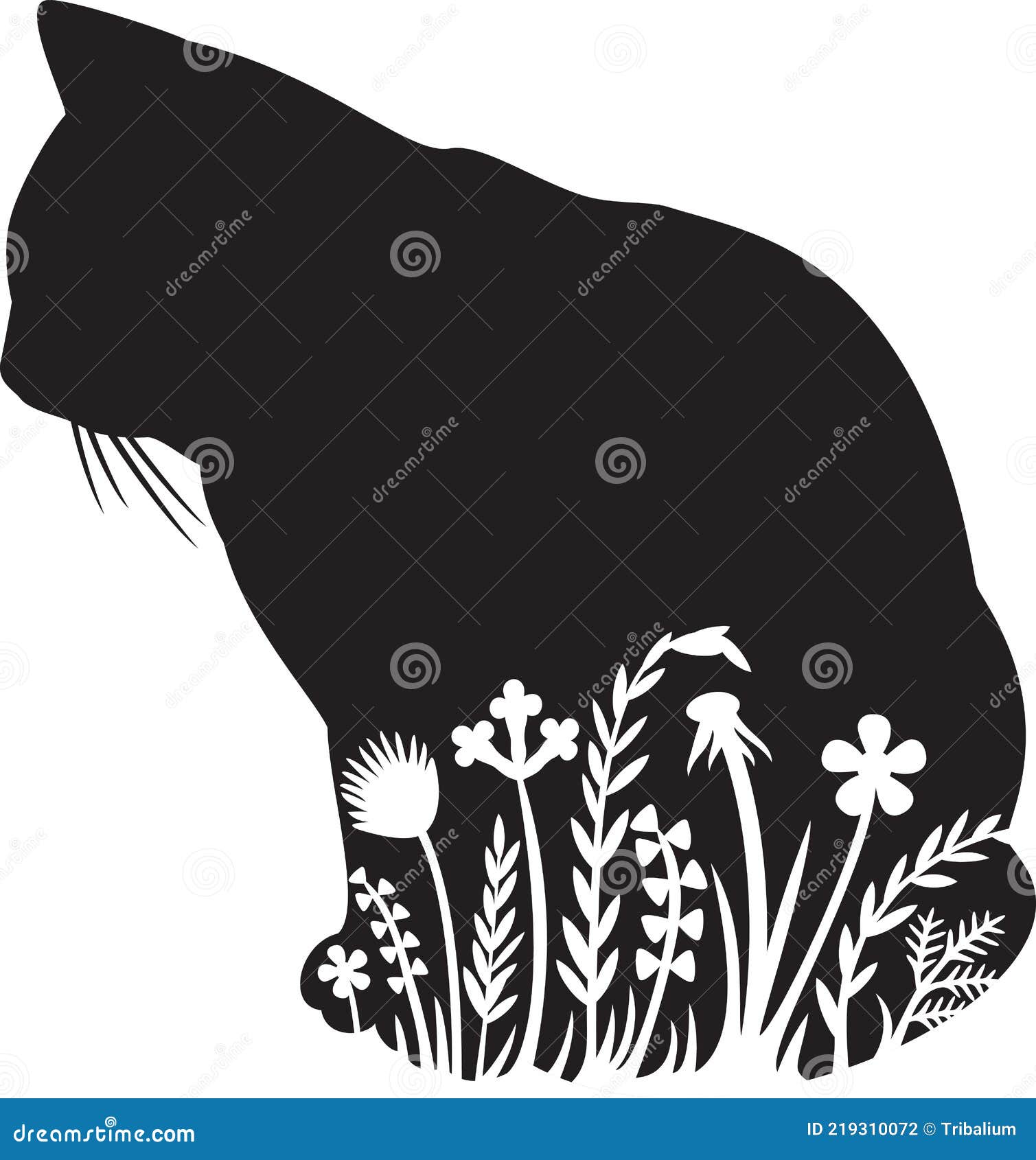 Floral cat icon vector stock vector. Illustration of breed - 219310072