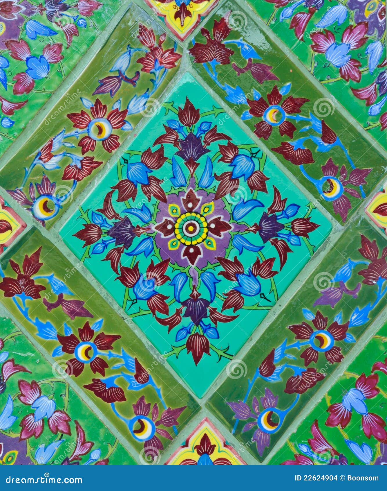 Floral Ceramic Decorate in Thai Style Stock Photo - Image of buddhist ...