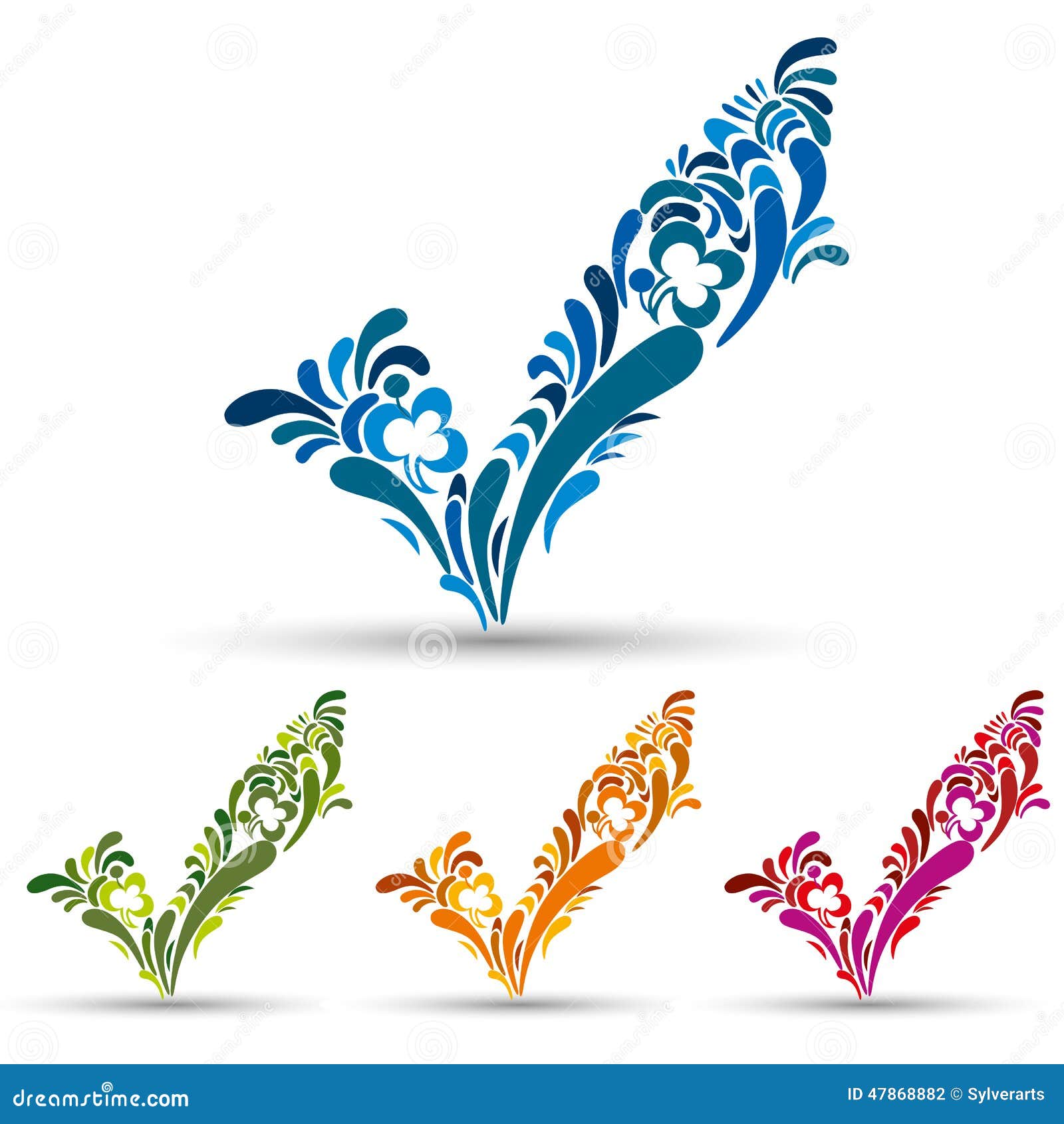 Floral Check Mark Tick Vector. Stock Vector - Illustration of colorful ...