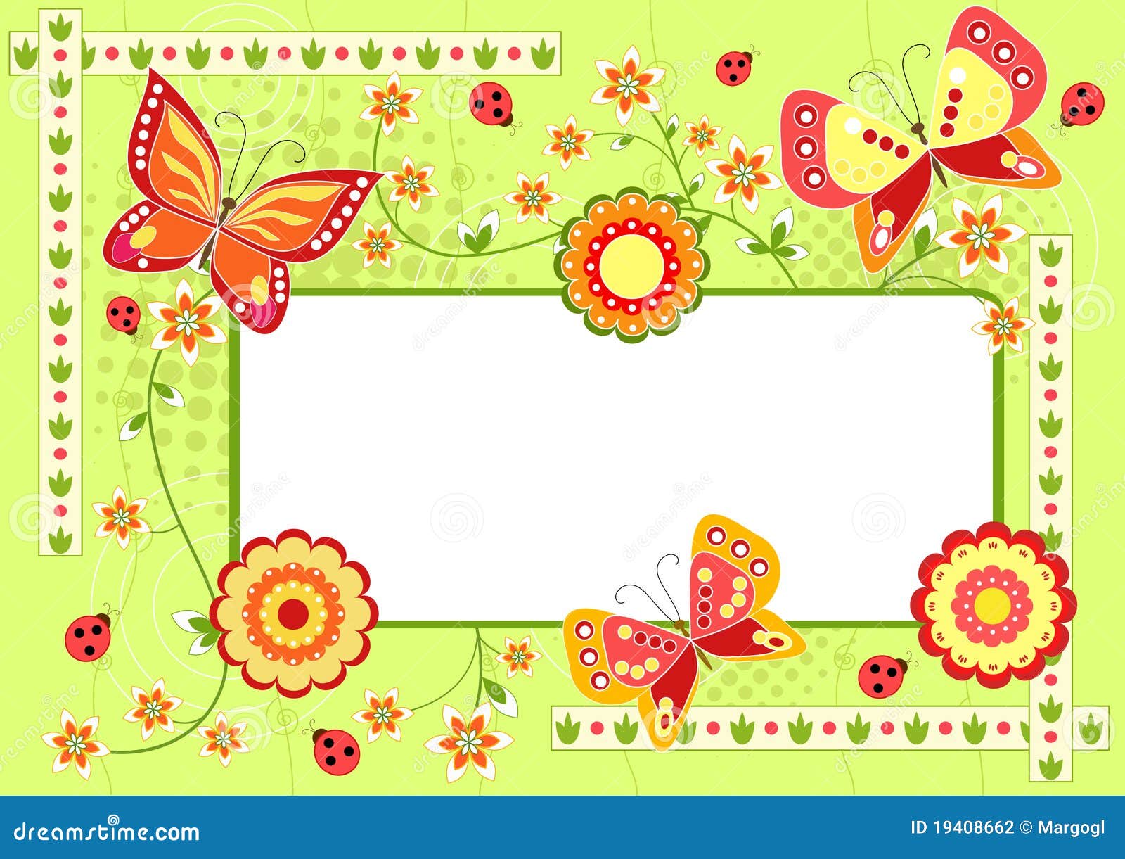 Floral Children`s Frame with Butterfly. Stock Vector - Illustration of ...