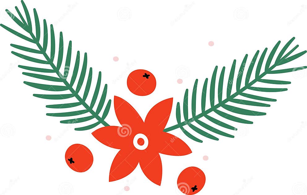 Floral Christmas Berries Ornament Stock Illustration Illustration Of