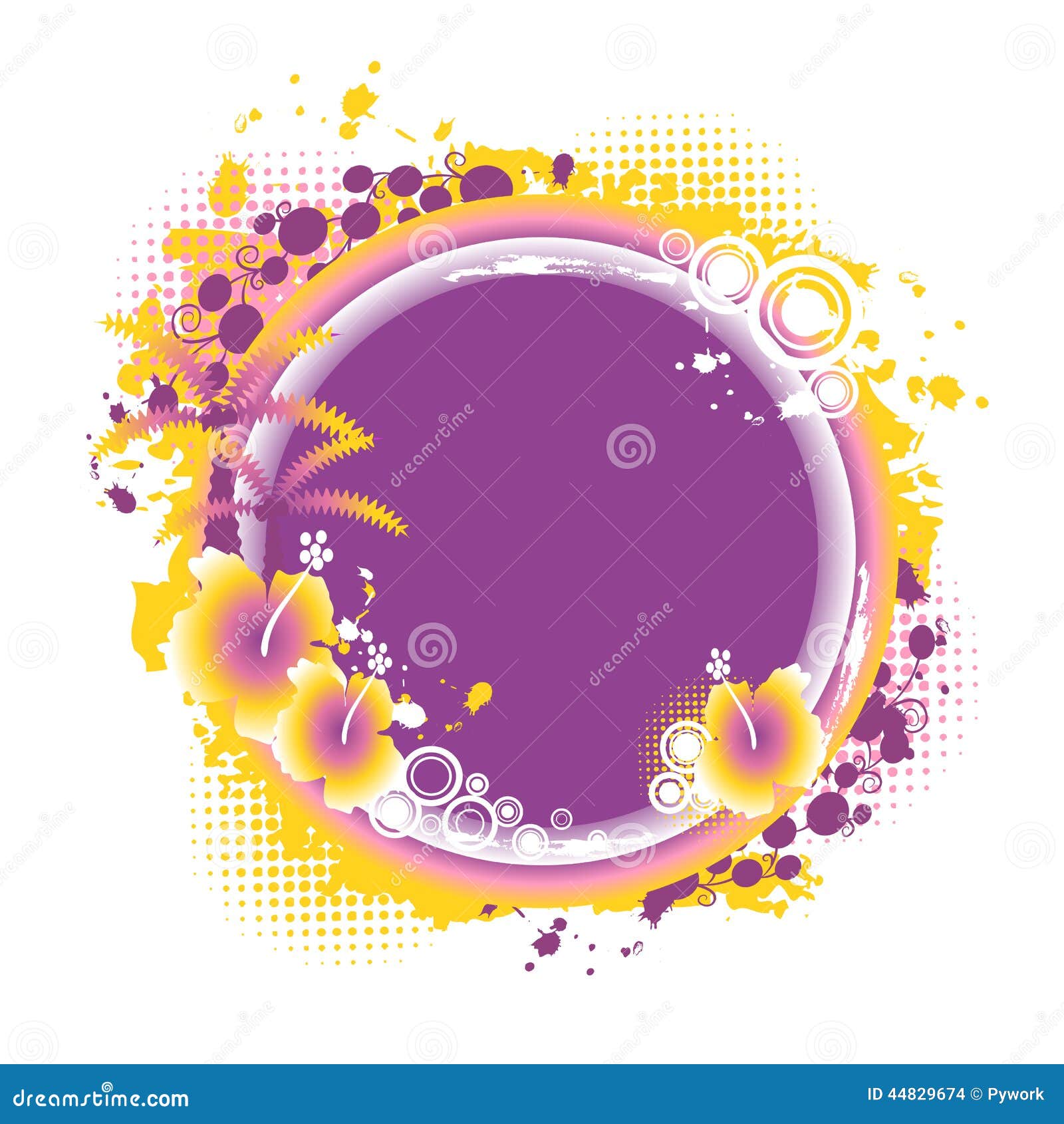 Floral Circle Box stock vector. Illustration of grunge - 44829674