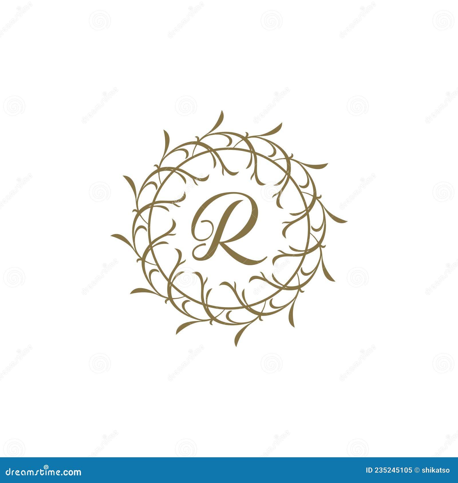 Floral Circle Elegant with Initial R Vector Logo Design Stock Vector ...