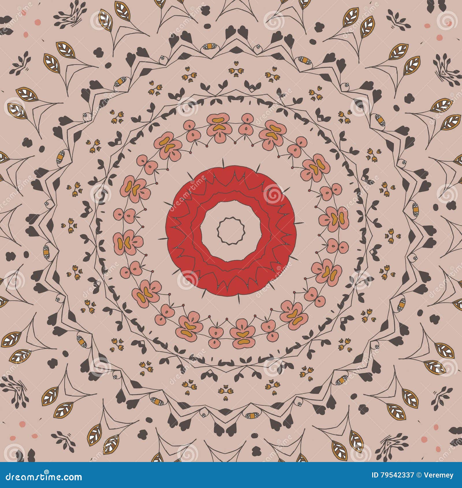 Floral circle pattern stock illustration. Illustration of doodle - 79542337