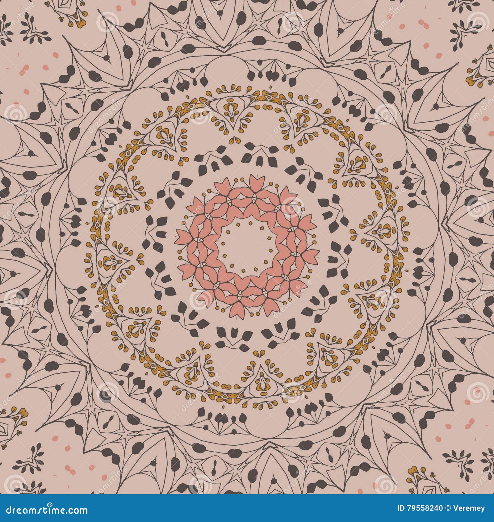 Floral circle pattern stock illustration. Illustration of love - 79558240