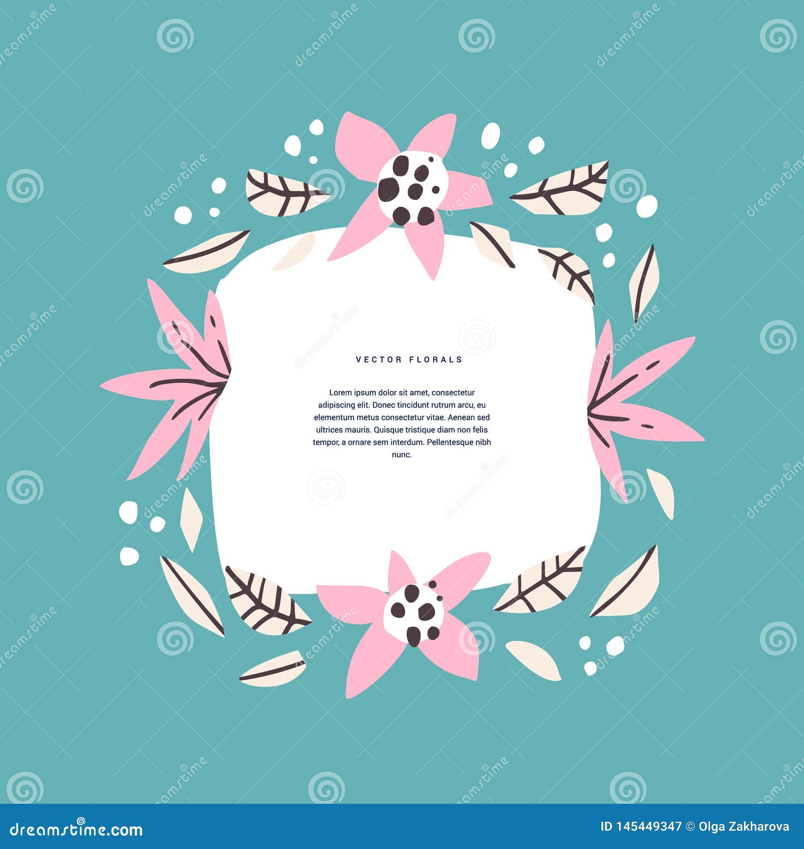 Floral Circle with Text Space Hand Drawn Template Stock Vector ...