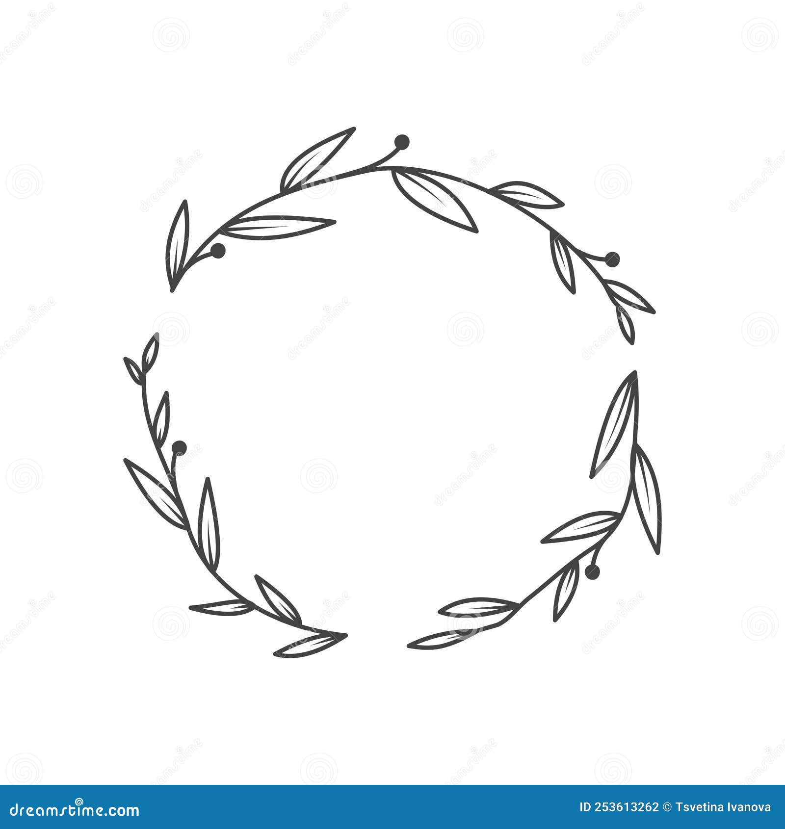 Floral Circle Wreath Frame Vector Template Stock Vector - Illustration ...