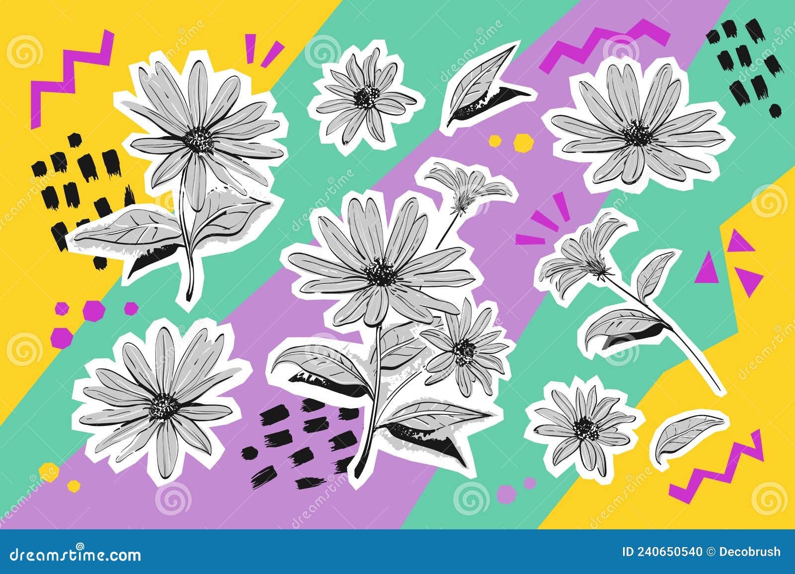 Floral Collage Elements, Flower Cutout and Design Elements. Vector ...