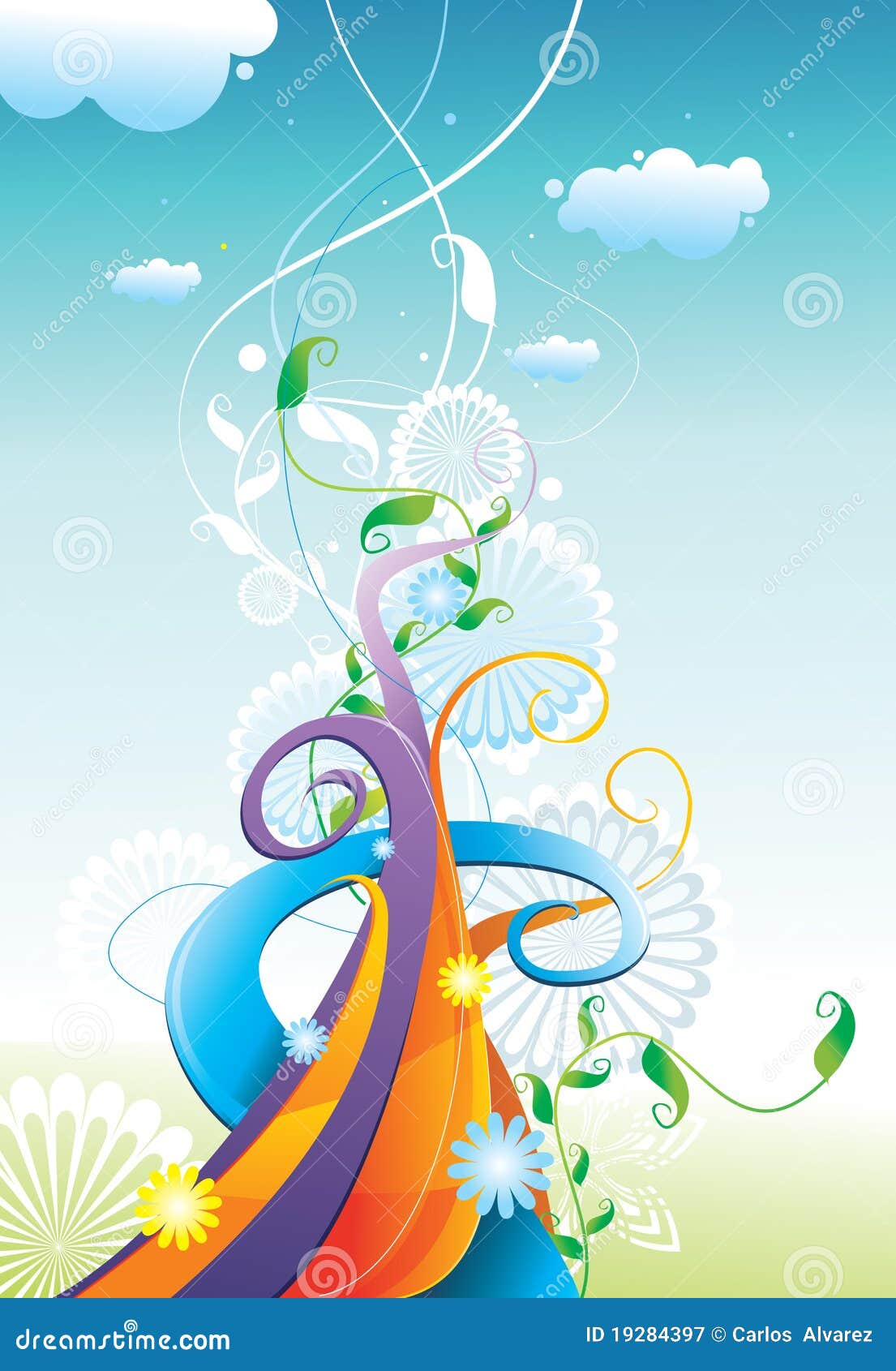 Floral color design stock vector. Illustration of lines - 19284397