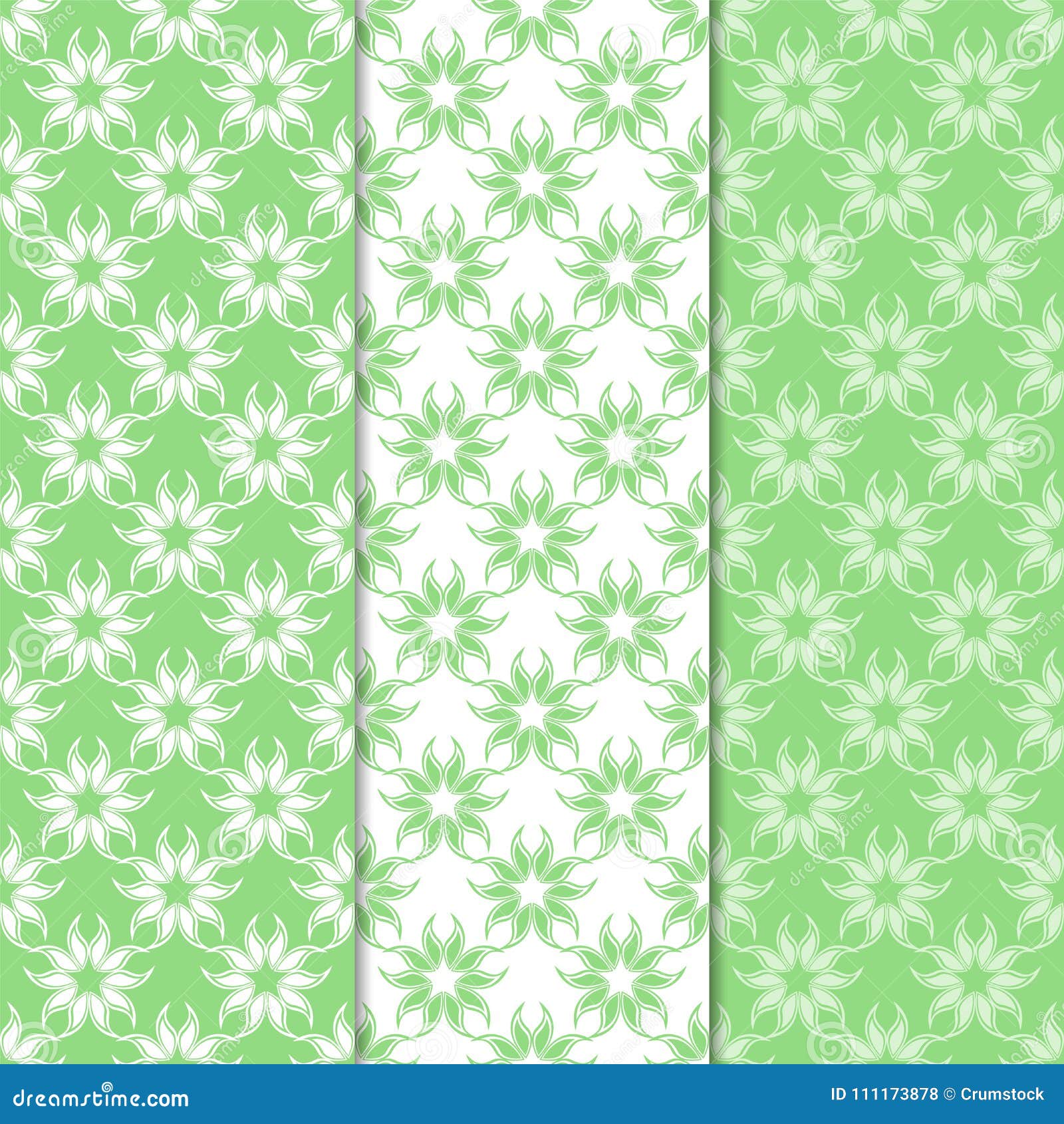 Floral Colored Seamless Patterns. Backgrounds with Fower Elements for ...