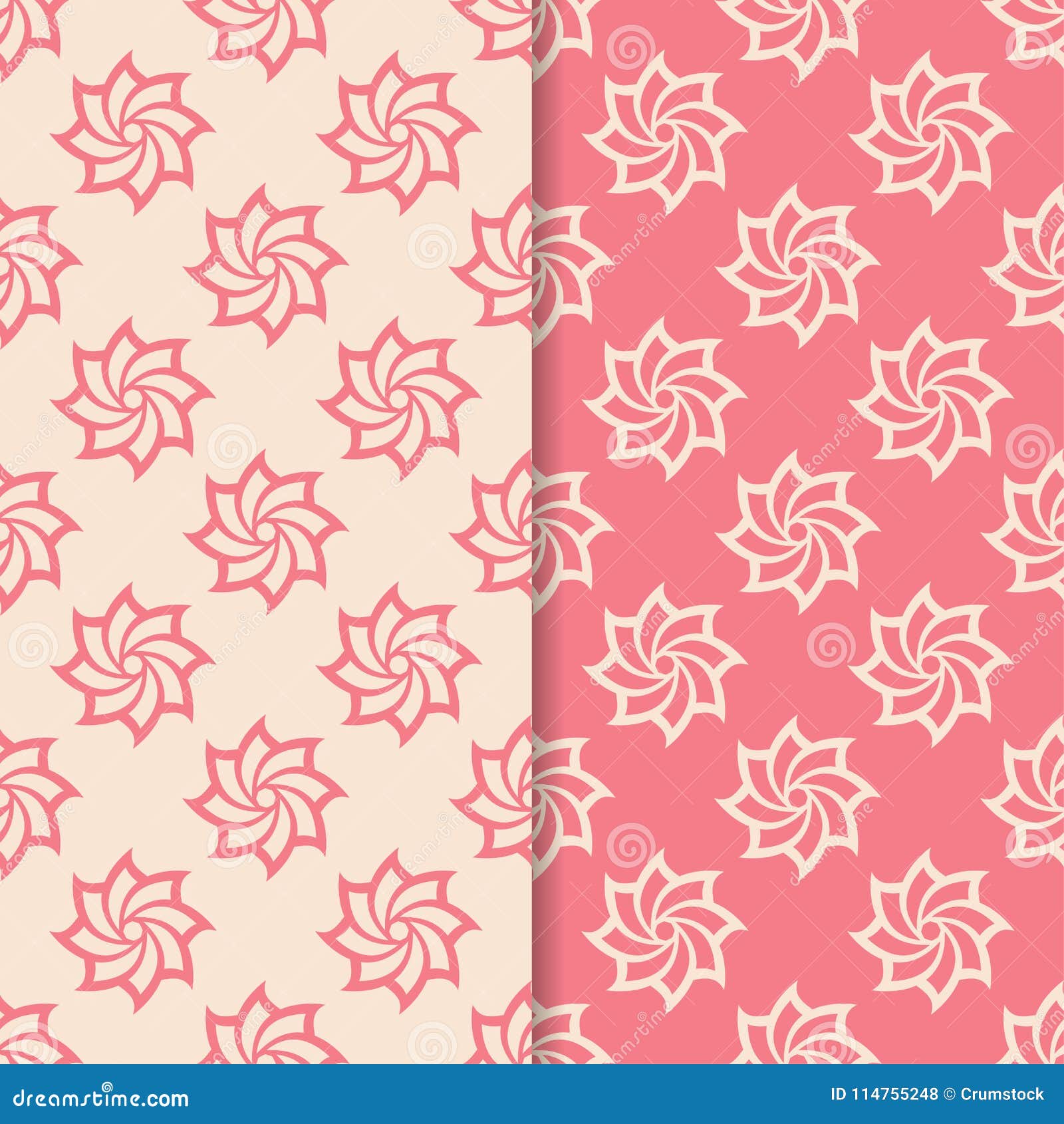 Floral Colored Seamless Patterns. Backgrounds with Fower Elements for ...