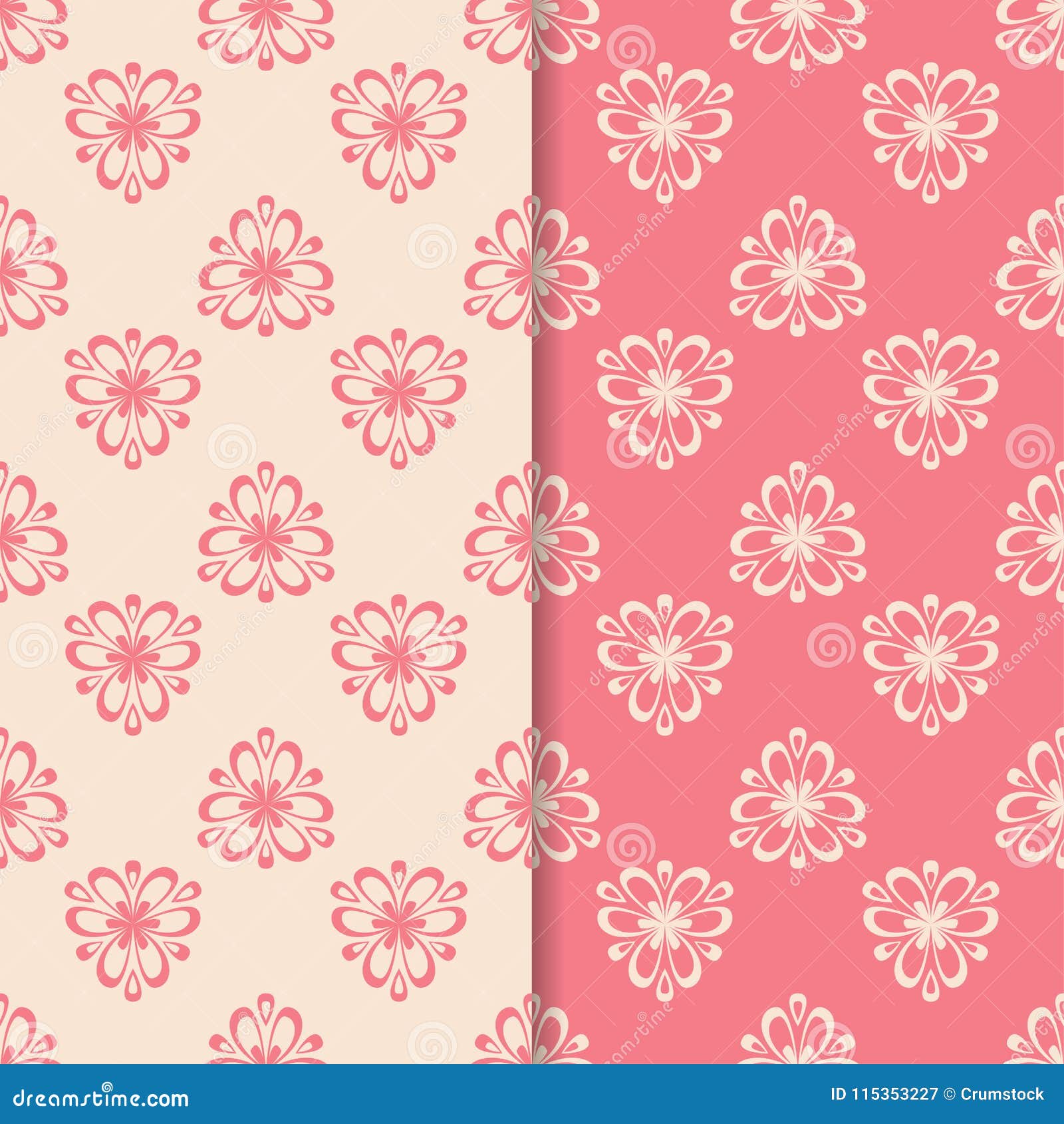 Floral Colored Seamless Patterns. Backgrounds with Fower Elements for ...