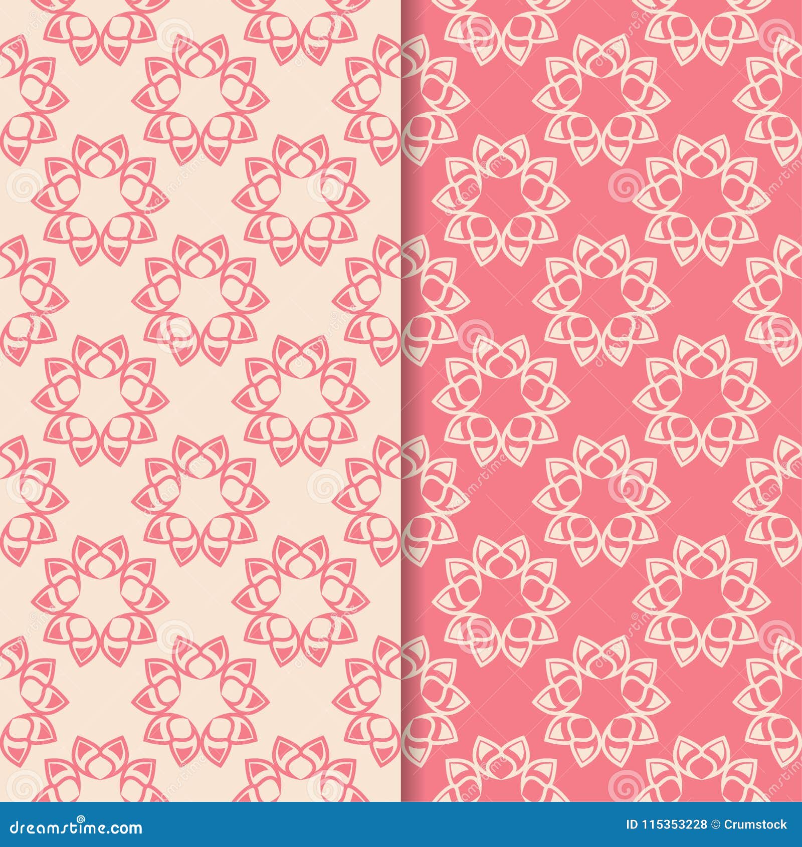 Floral Colored Seamless Patterns. Backgrounds with Fower Elements for ...
