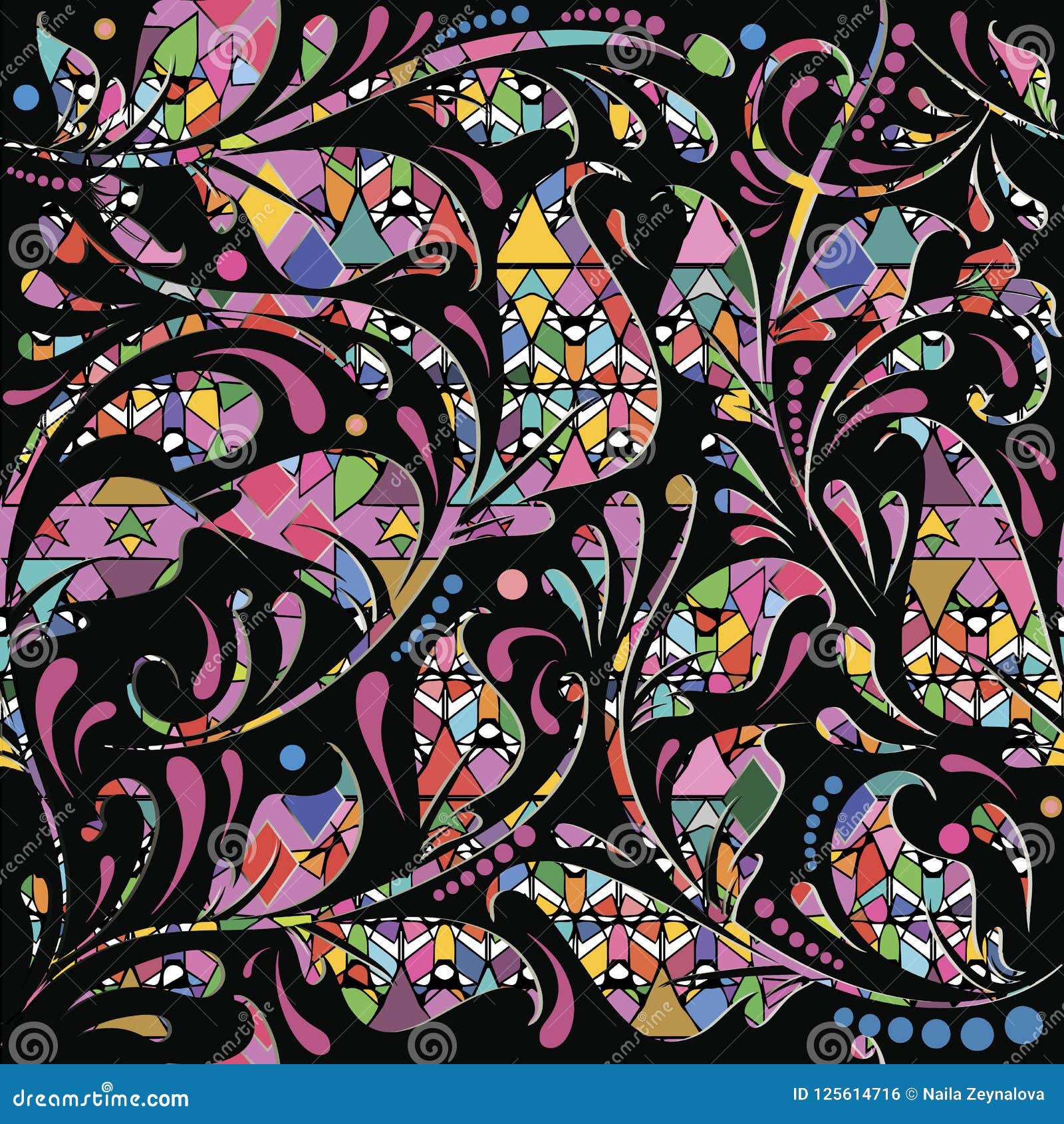 Floral Colorful Abstract Vector Seamless Pattern Patterned Geom Stock