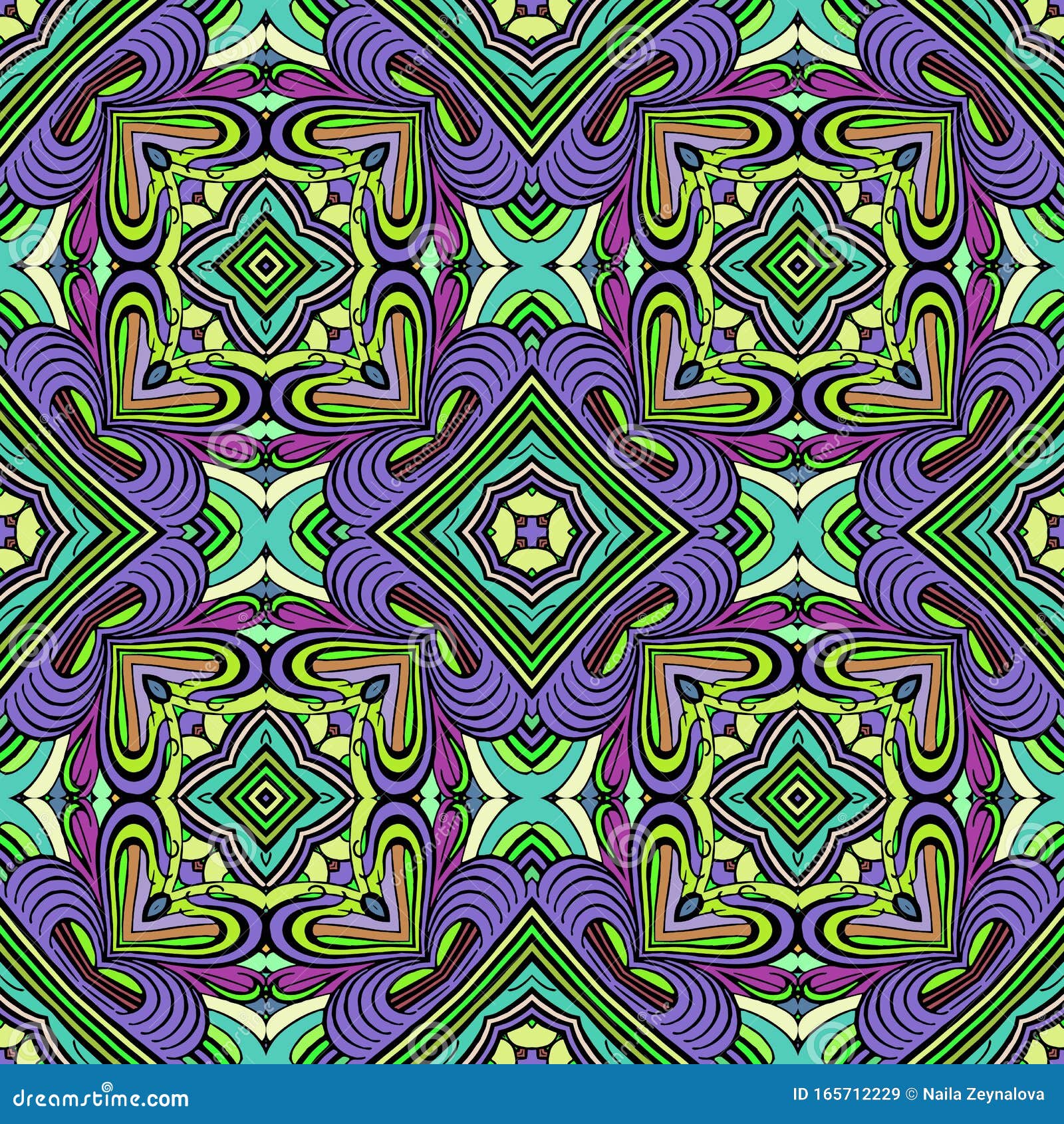 Floral Colorful Intricate Vector Seamless Pattern. Ornamental Geometric ... Floral Colorful Intricate Vector Seamless Pattern. Ornamental Geometric ...