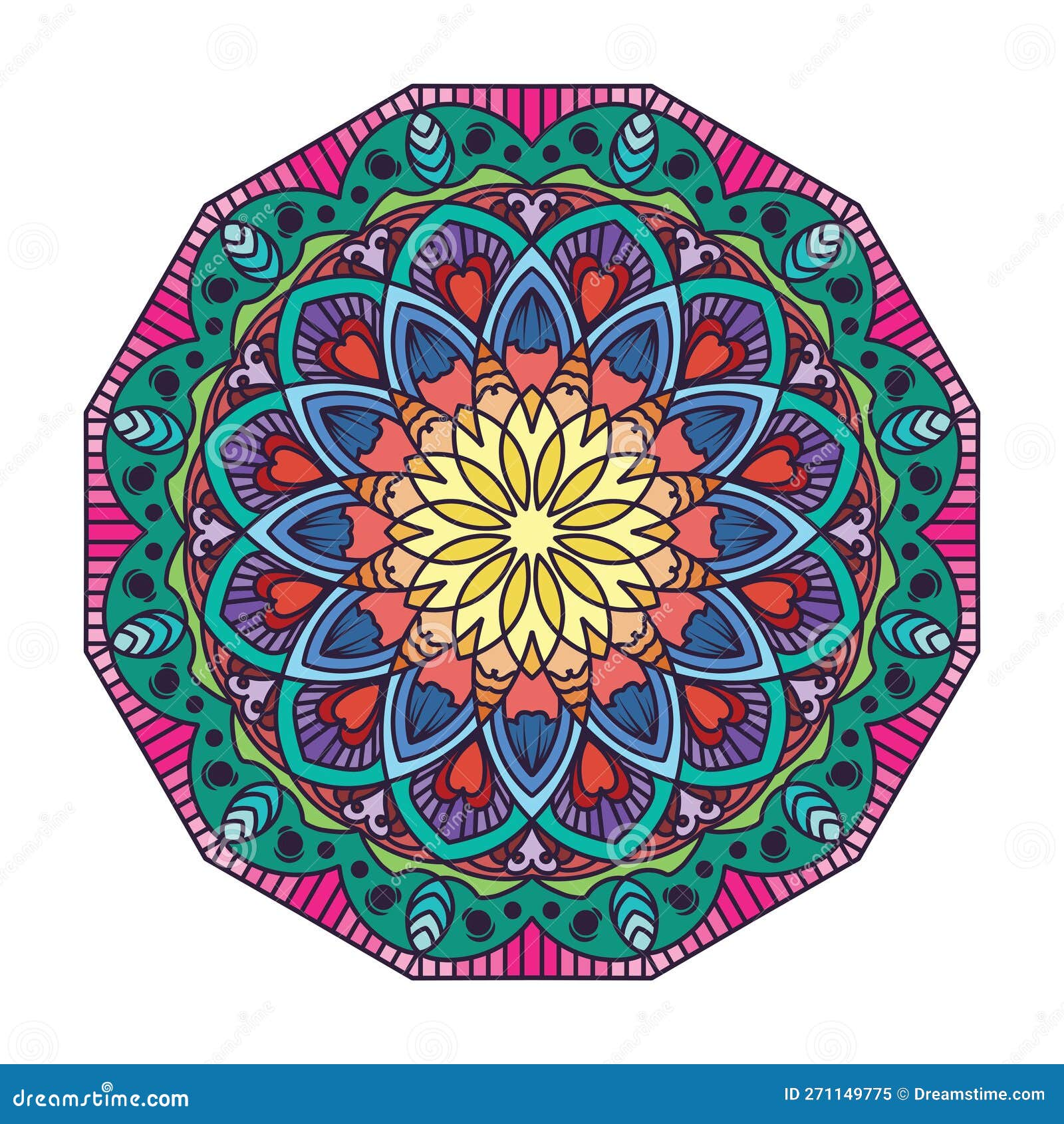 Floral Colorful Mandala Pattern Design Stock Vector - Illustration of ...