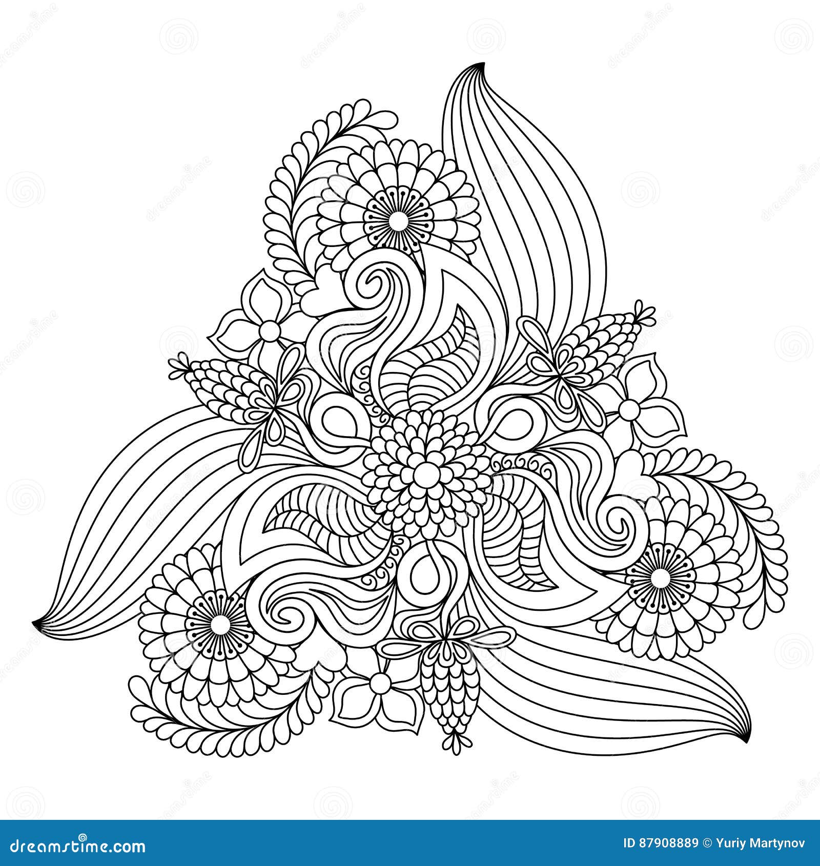 Floral coloring page stock vector. Illustration of abstract - 87908889