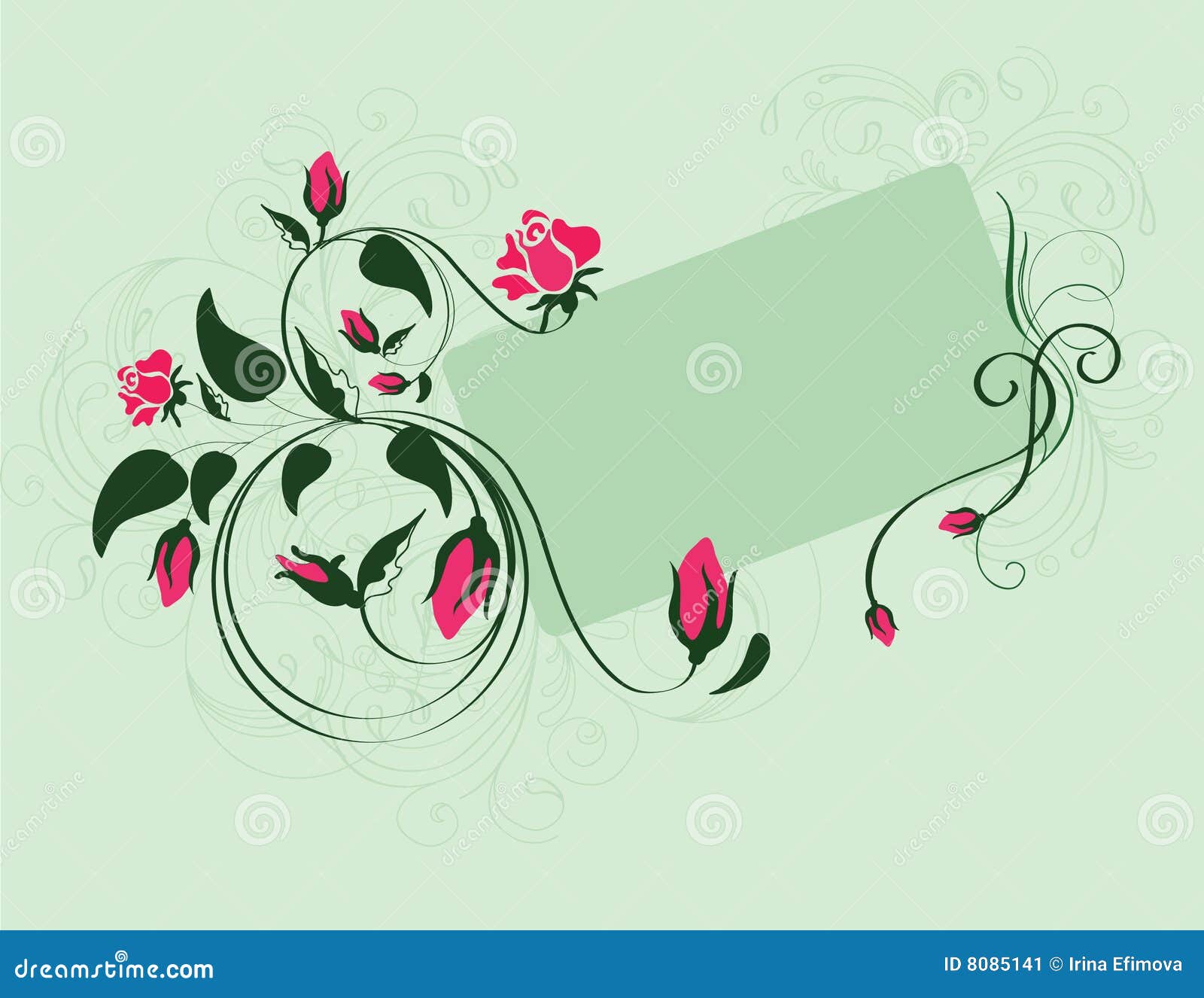 Floral Composition with Blank Card Stock Vector - Illustration of ...