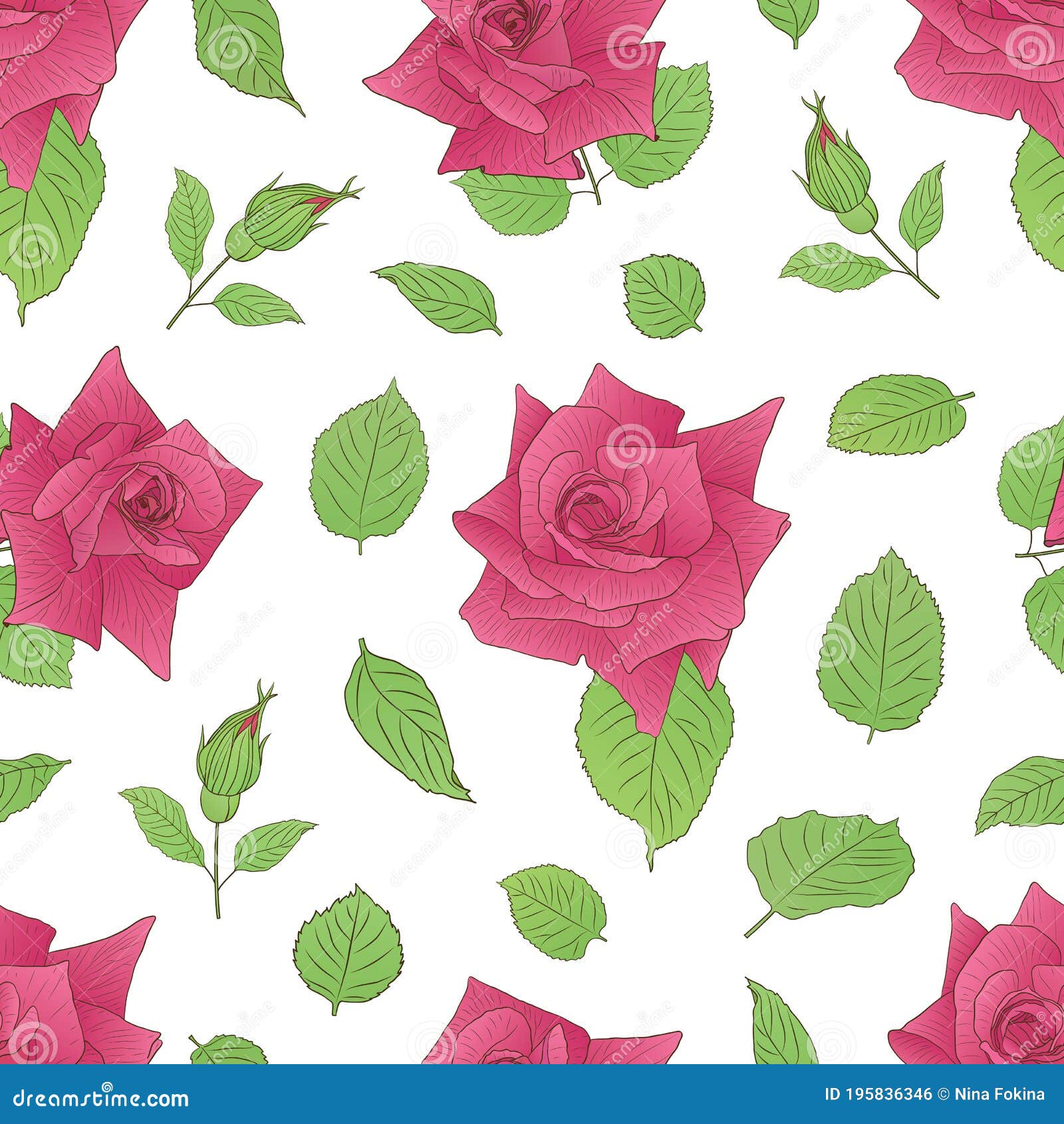 Rose Sharp Seamless Pattern-03 Stock Vector - Illustration of drawing ...
