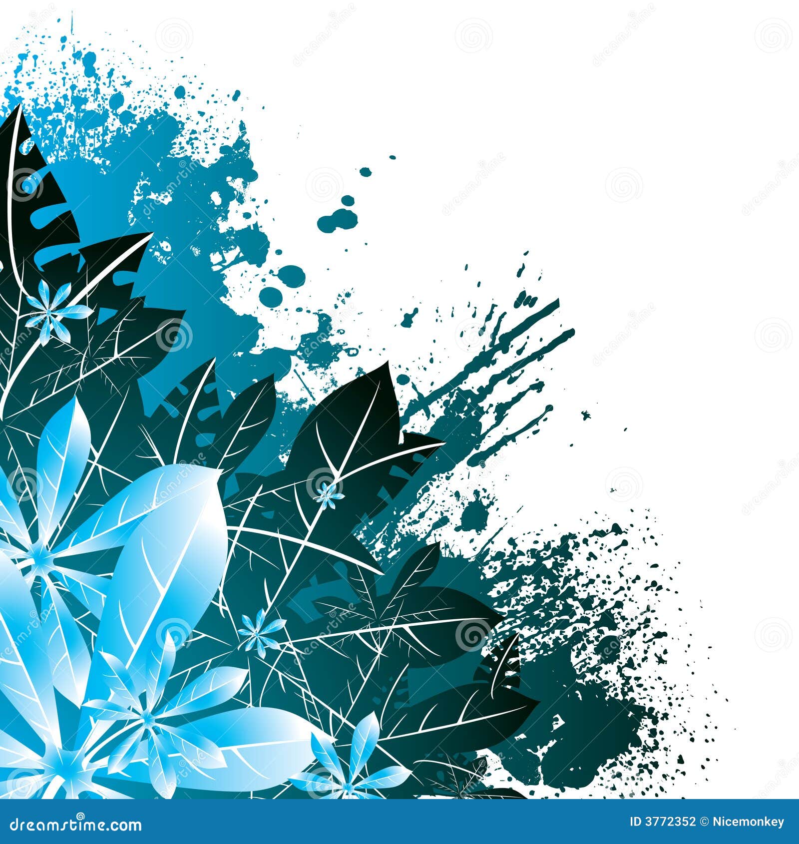 Floral corner blue stock vector. Illustration of curve - 3772352