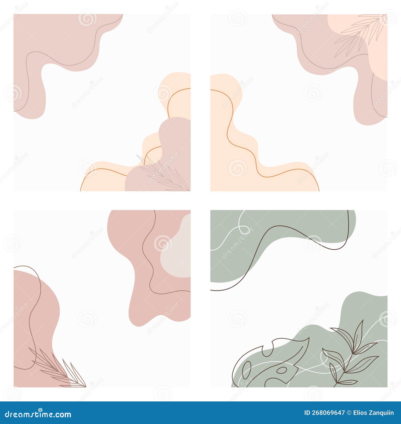 Floral Corner, Boho Style Hand Drawn Minimalist Art Stock Vector ...