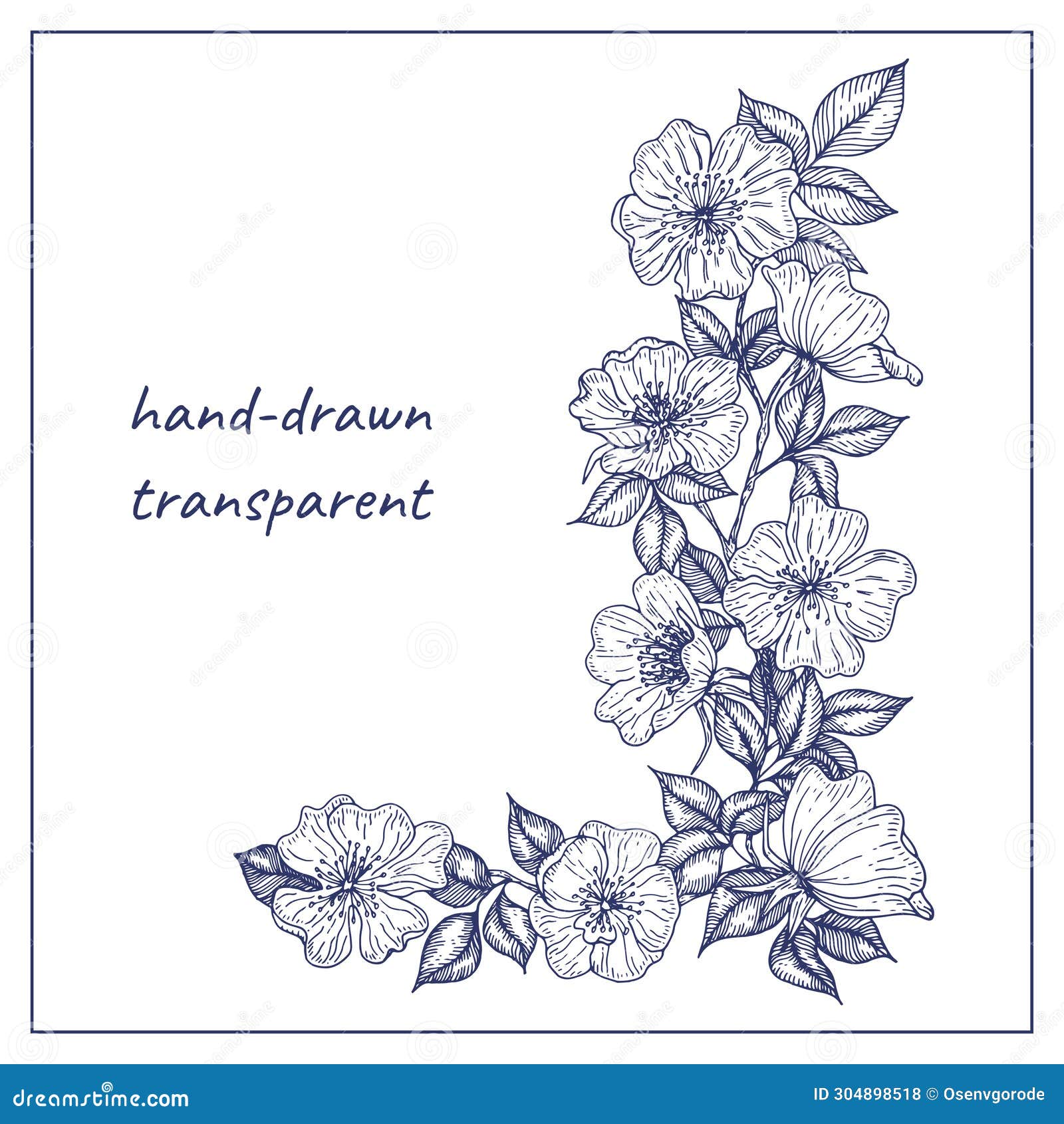 Floral Corner Border Frame Decoration Element Template. Hand-drawn ...