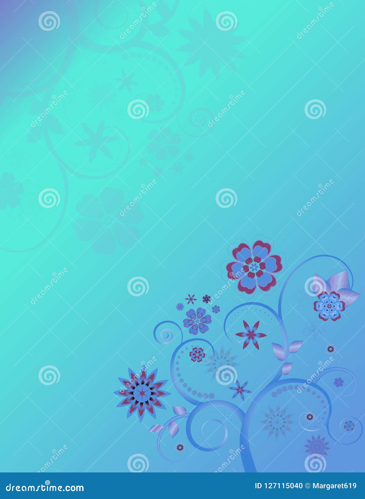 Floral Corner Design Element on Blue Background. Stock Vector ...