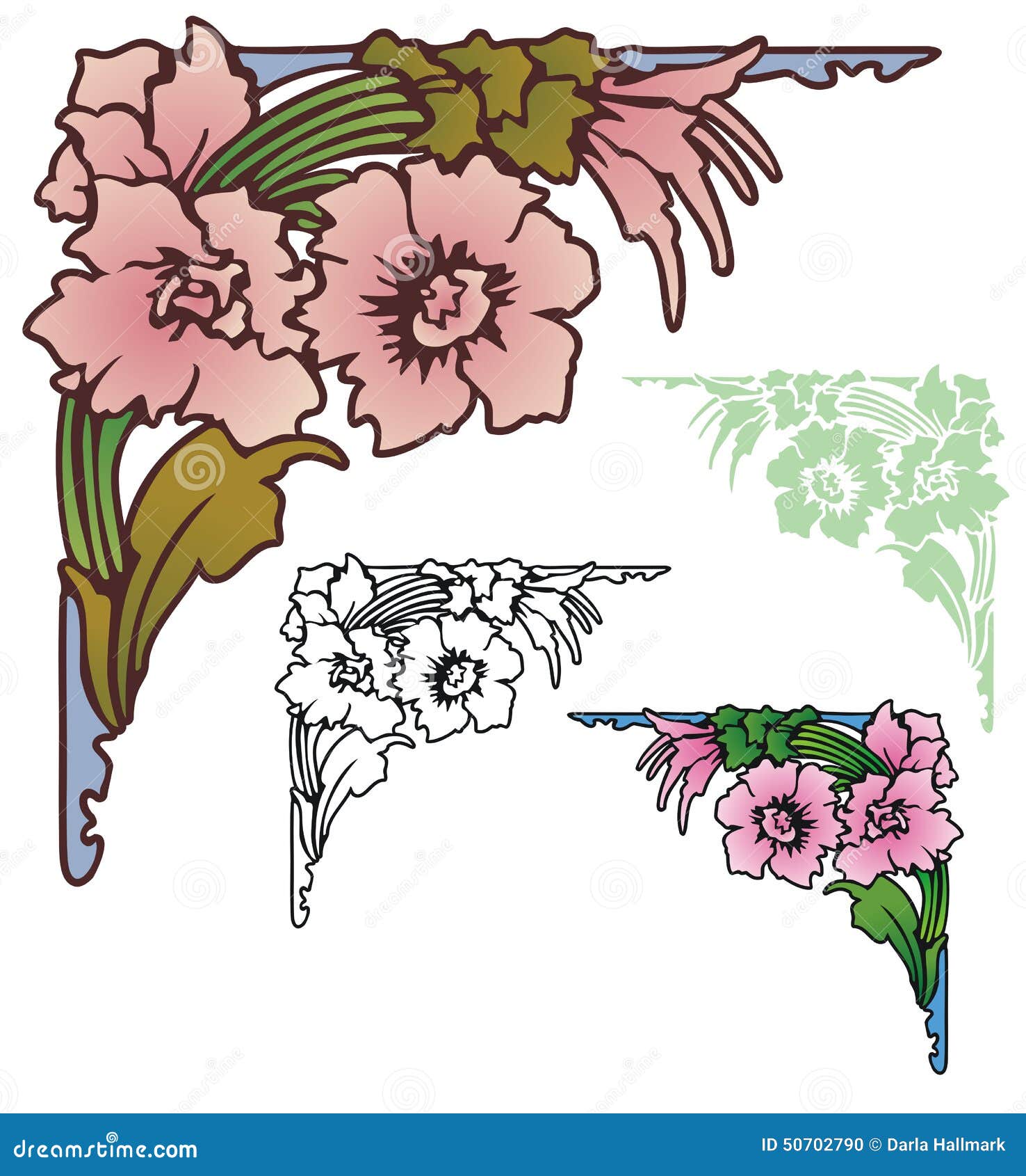 Floral corner element stock vector. Illustration of retro - 50702790