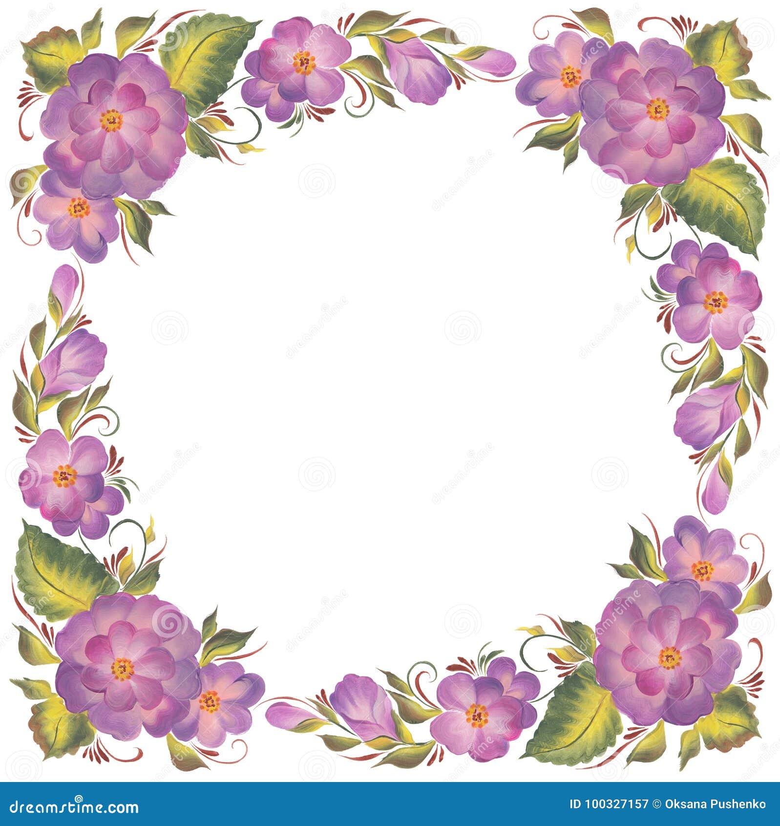 Floral corner frame stock illustration. Illustration of summer - 100327157