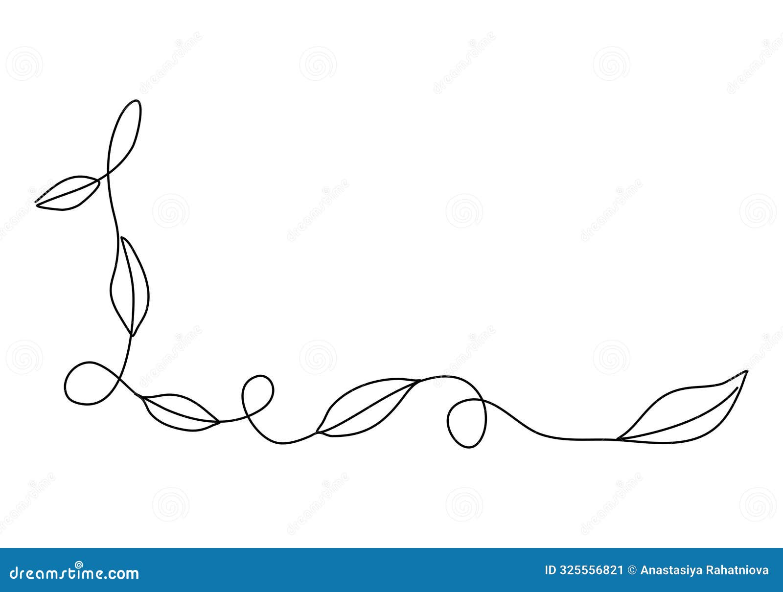 Floral Corner Frame, One Line Drawing Vector Illustration Stock Vector ...