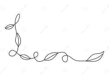 Floral Corner Frame, One Line Drawing Vector Illustration Stock Vector ...
