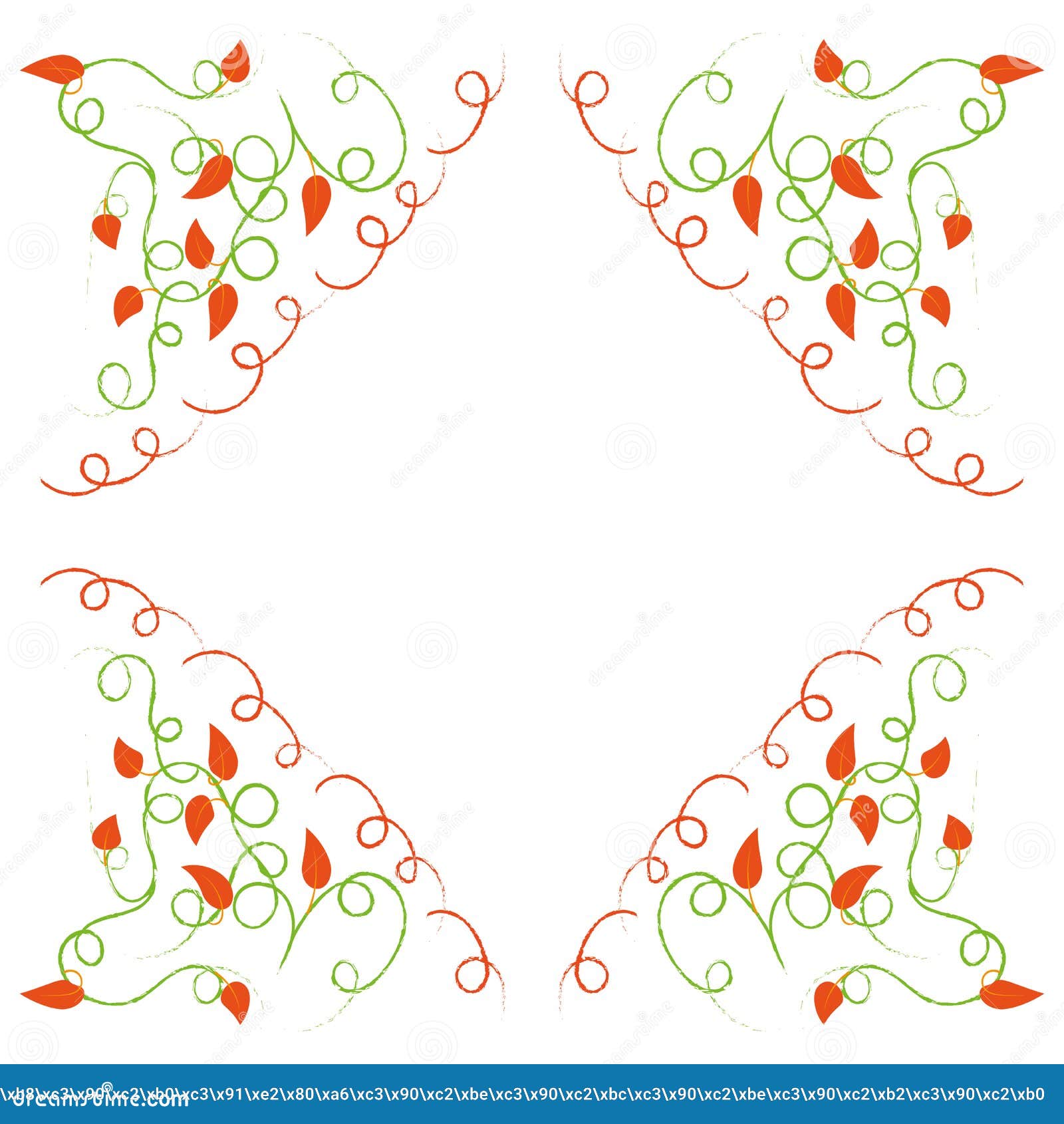 Floral Corner Pattern of Branches and Leaves in the Form of a Frame ...