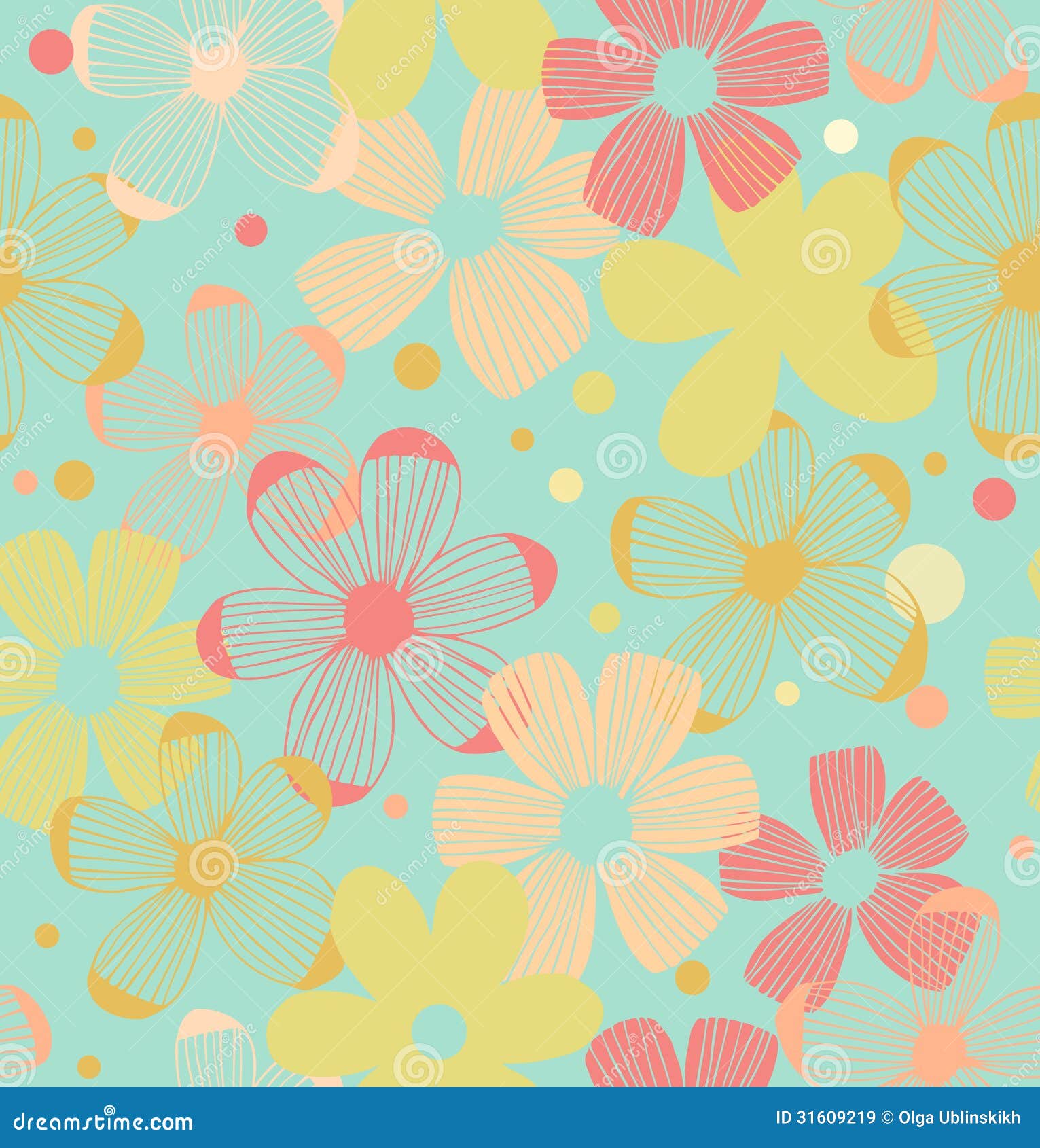 Floral Cute Pattern Seamless Background with Flowers Stock Illustration ...