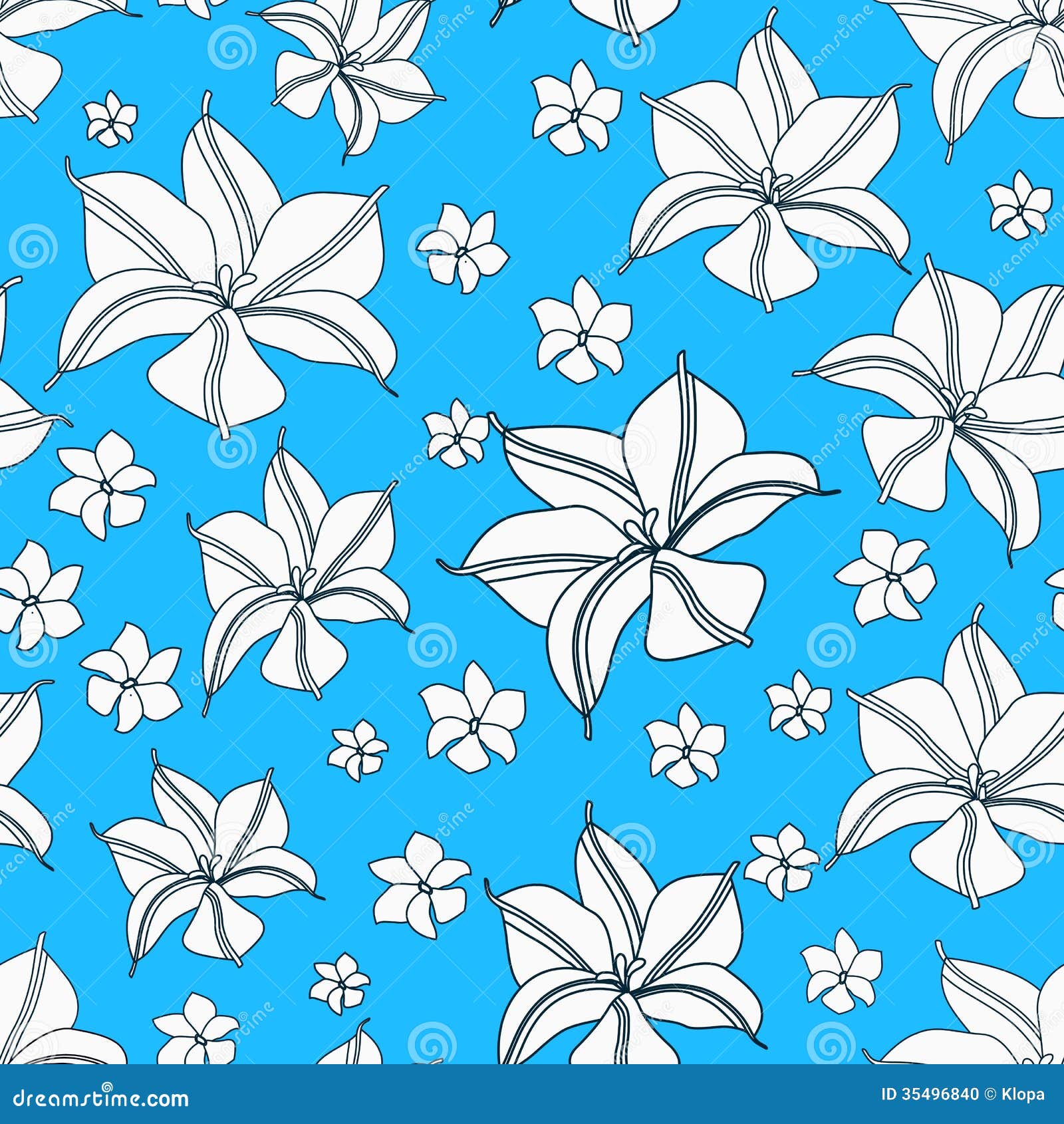 Floral Cyan Blue Seamless Pattern Stock Vector - Illustration of ...