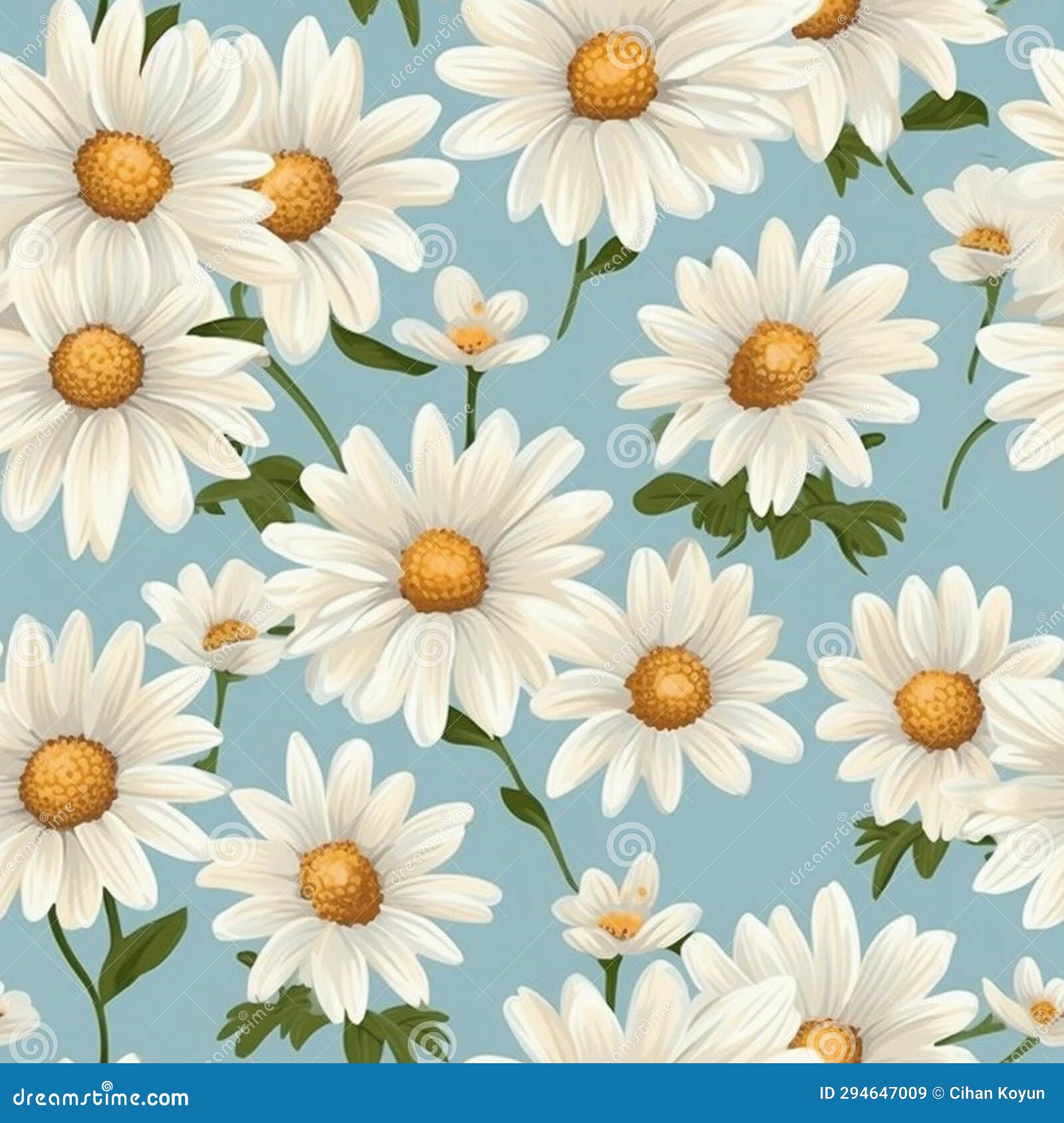 Floral Daisy Pattern for Dress Design Stock Illustration - Illustration ...