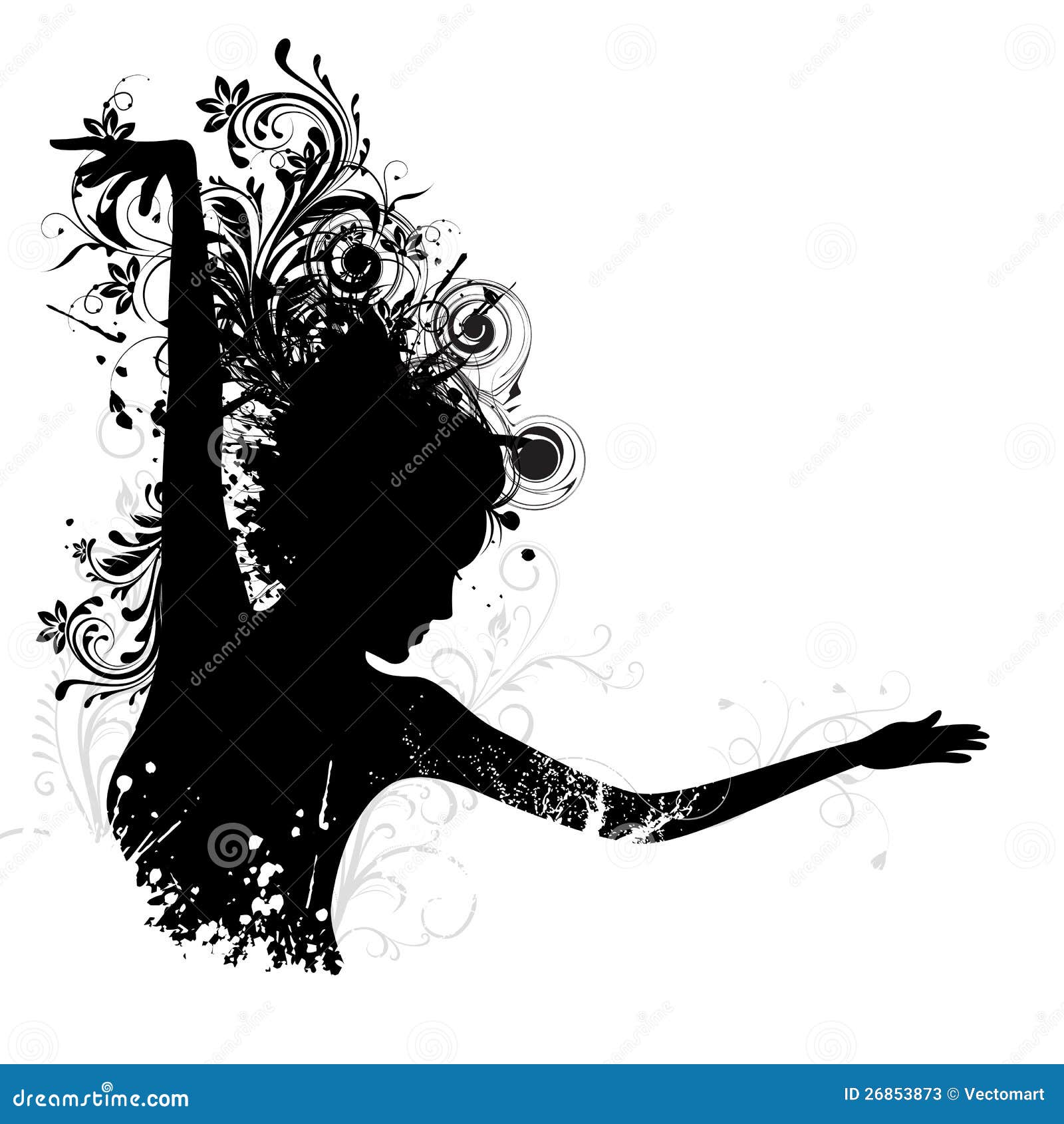 Floral Dancing Lady stock vector. Illustration of gorgeous - 26853873