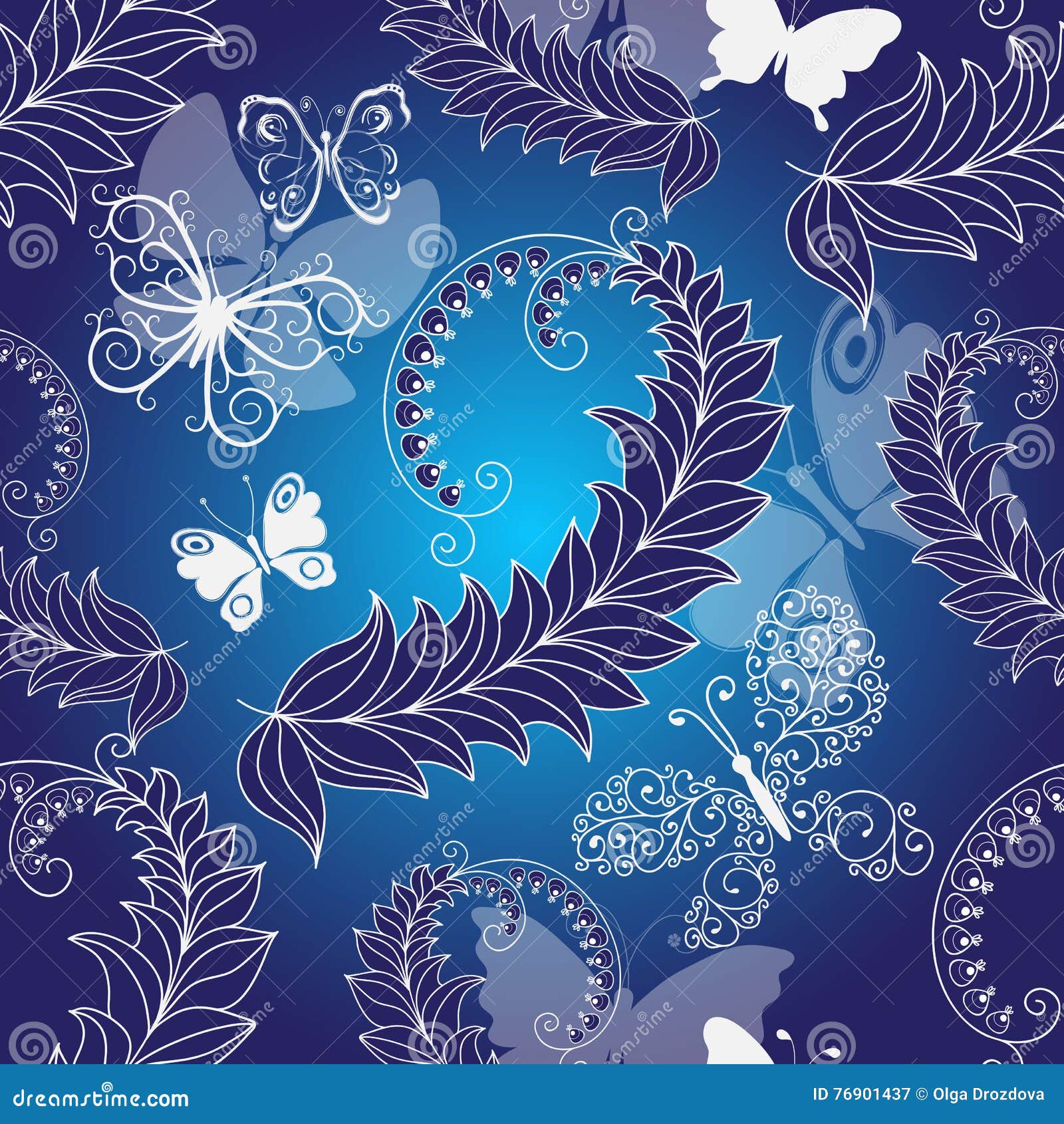 Floral Dark Blue Seamless Spring Pattern Stock Vector - Illustration of ...