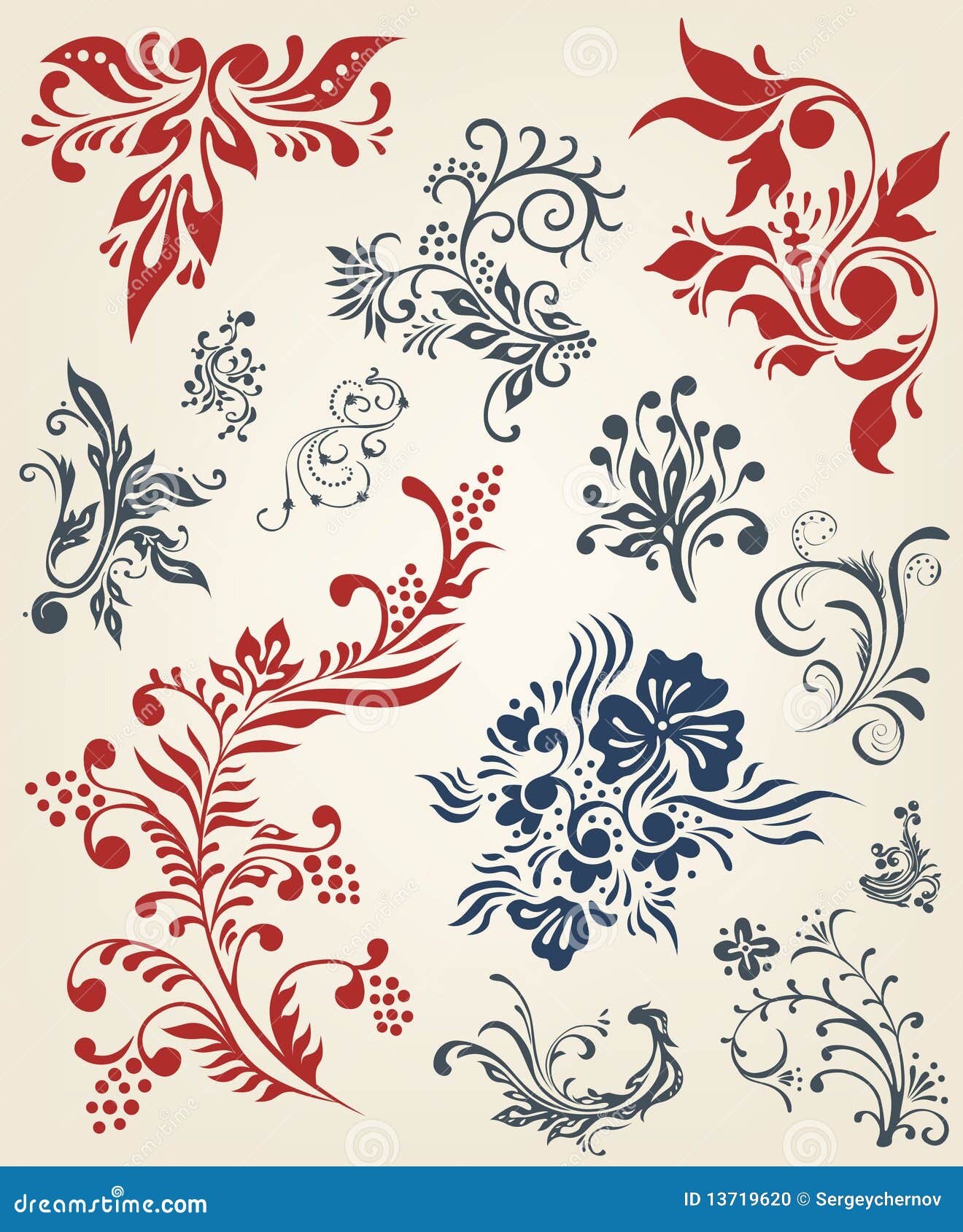 Floral Decor With Batterfly, Silhouette Cartoon Vector | CartoonDealer ...