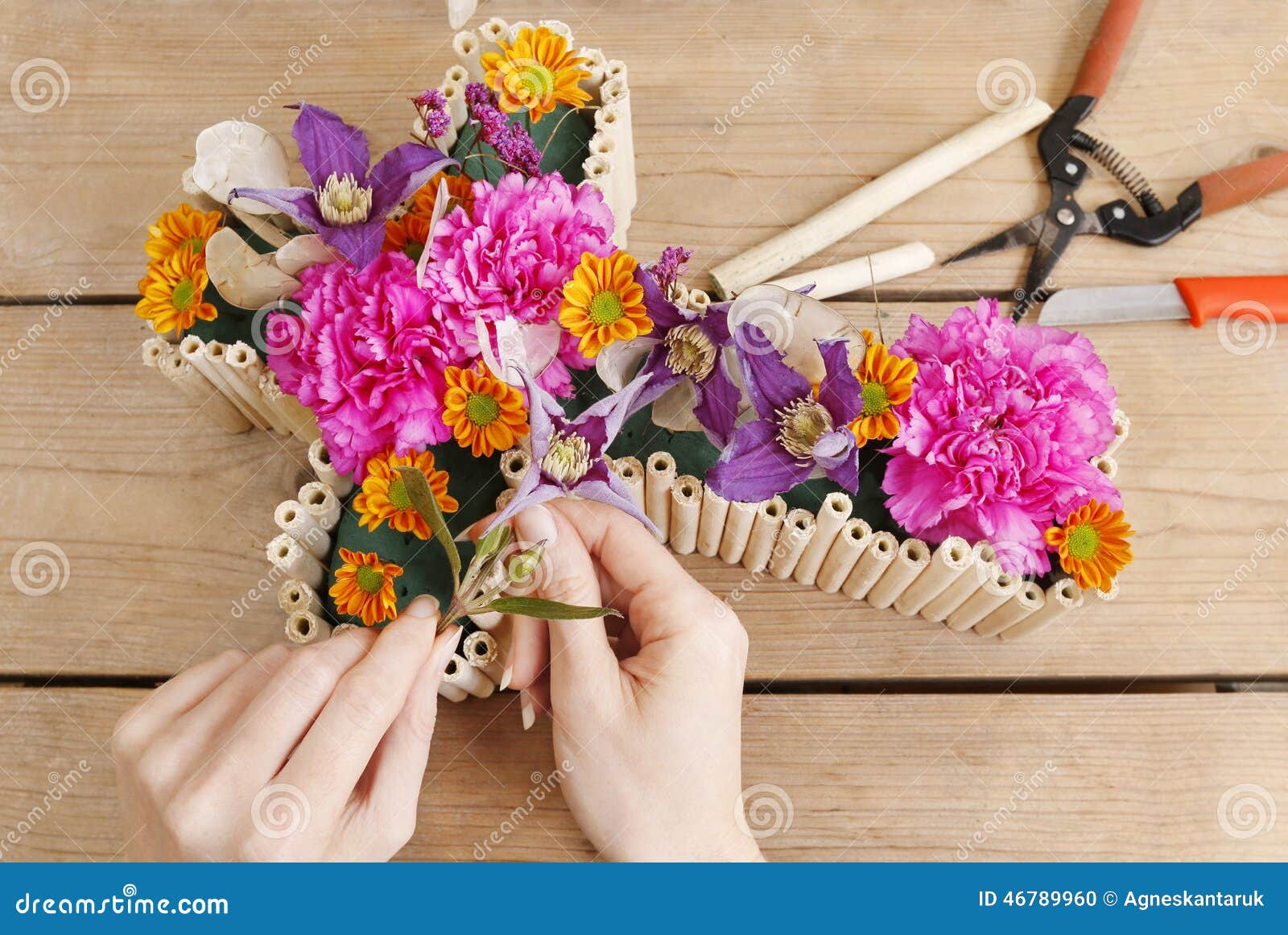 Floral Decoration in Cross Shape - Tutorial Stock Photo - Image of ...