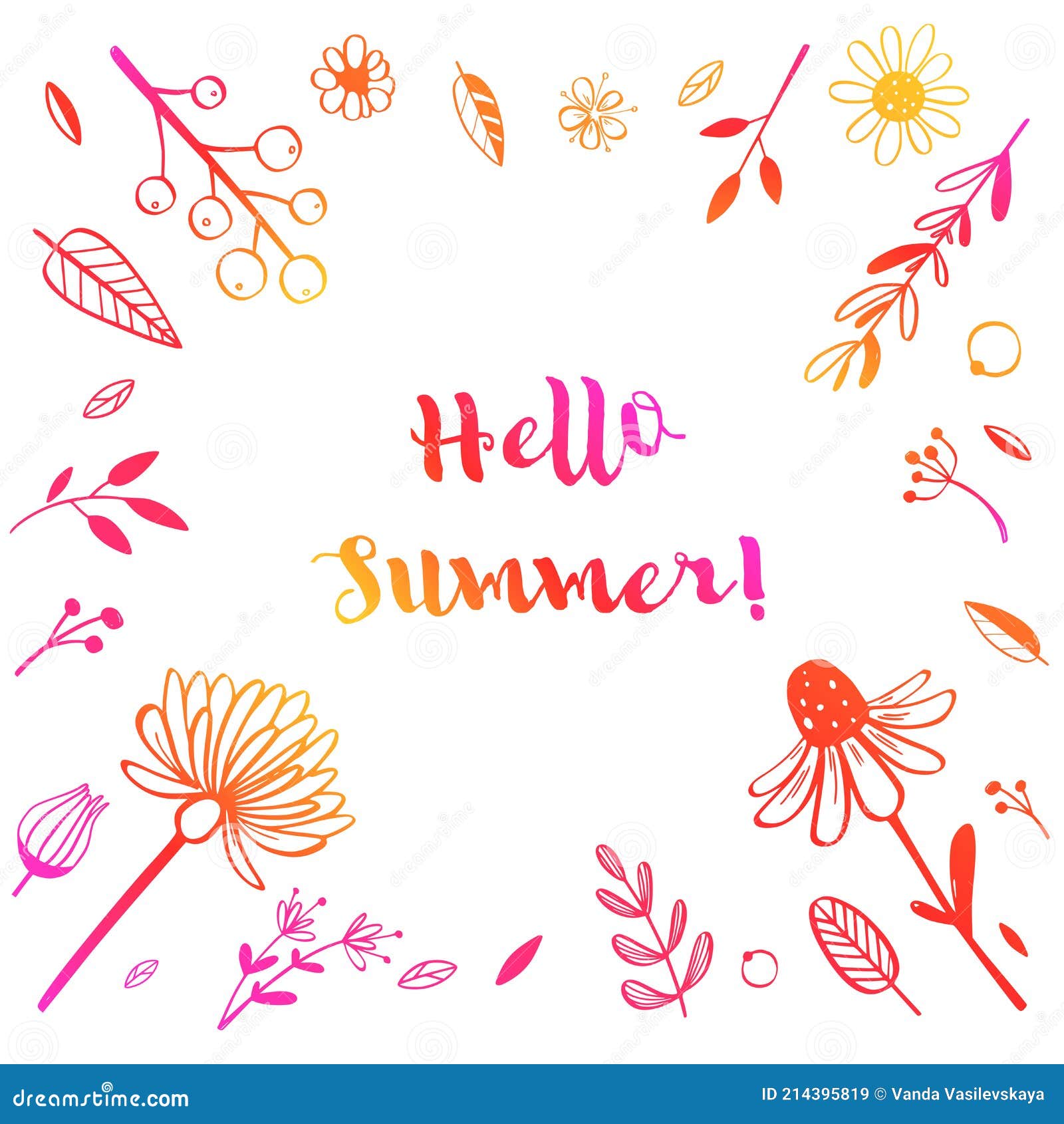 Floral Decorational Frame with Botanical Doodle Elements, Flowers ...