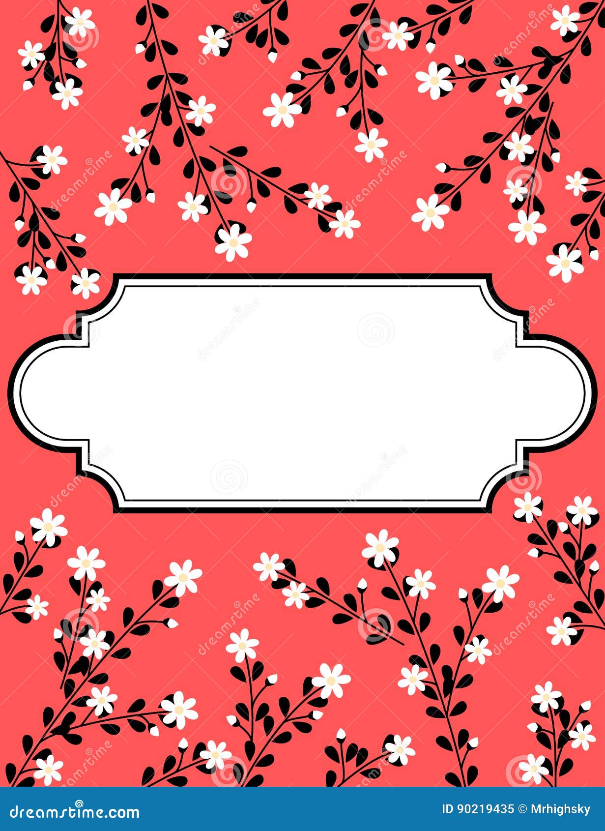 Floral Decorative Blank Wedding Card Stock Vector - Illustration of ...