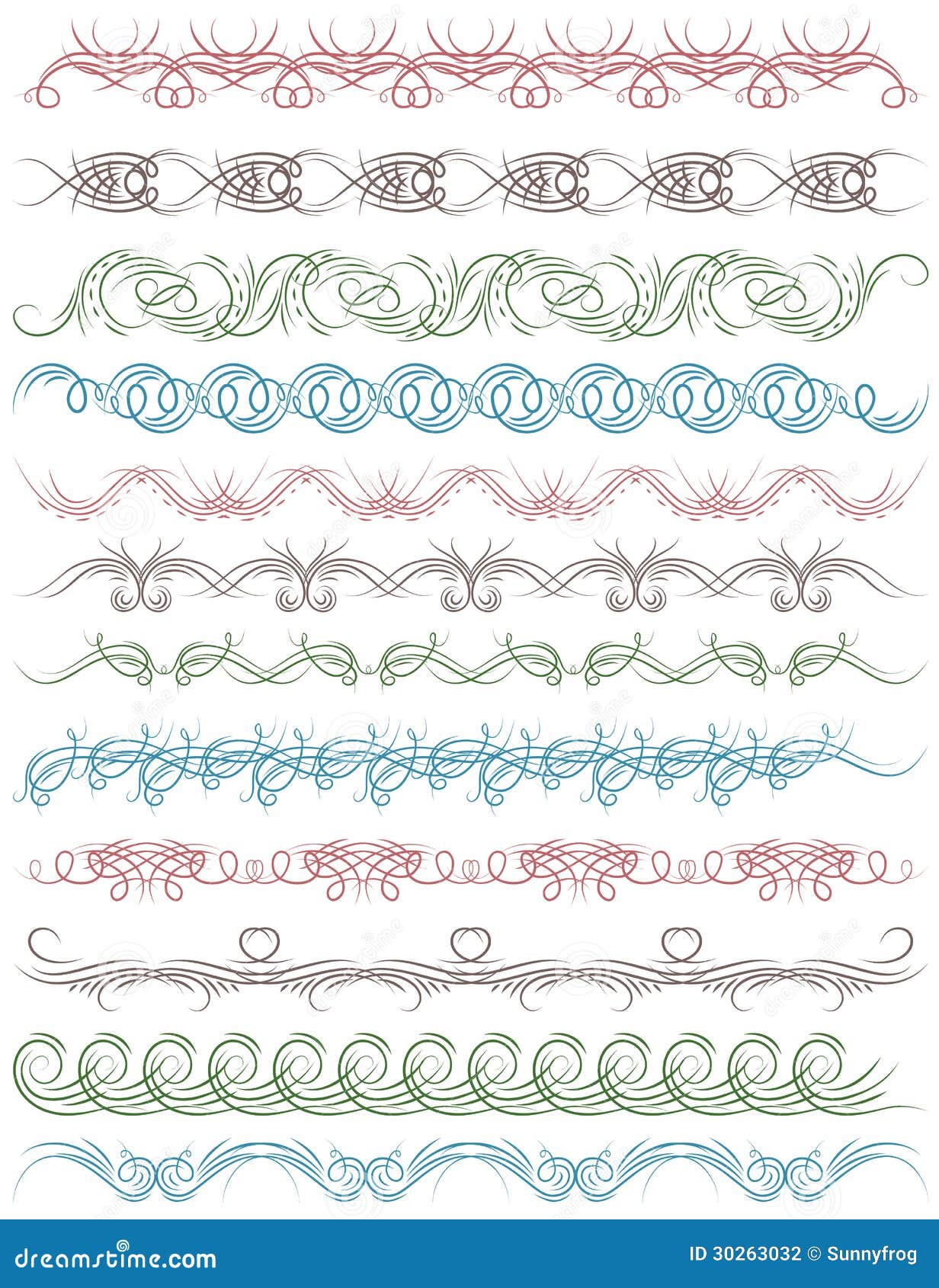 Floral Decorative Borders, Ornamental Rules, Divid Stock Vector ...