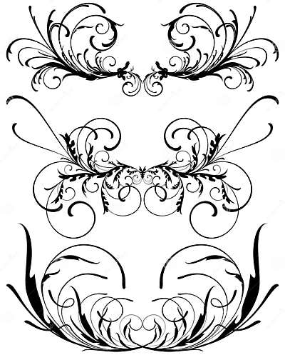 Floral Decorative Design Elements Stock Vector - Illustration of drawing, element: 5935786