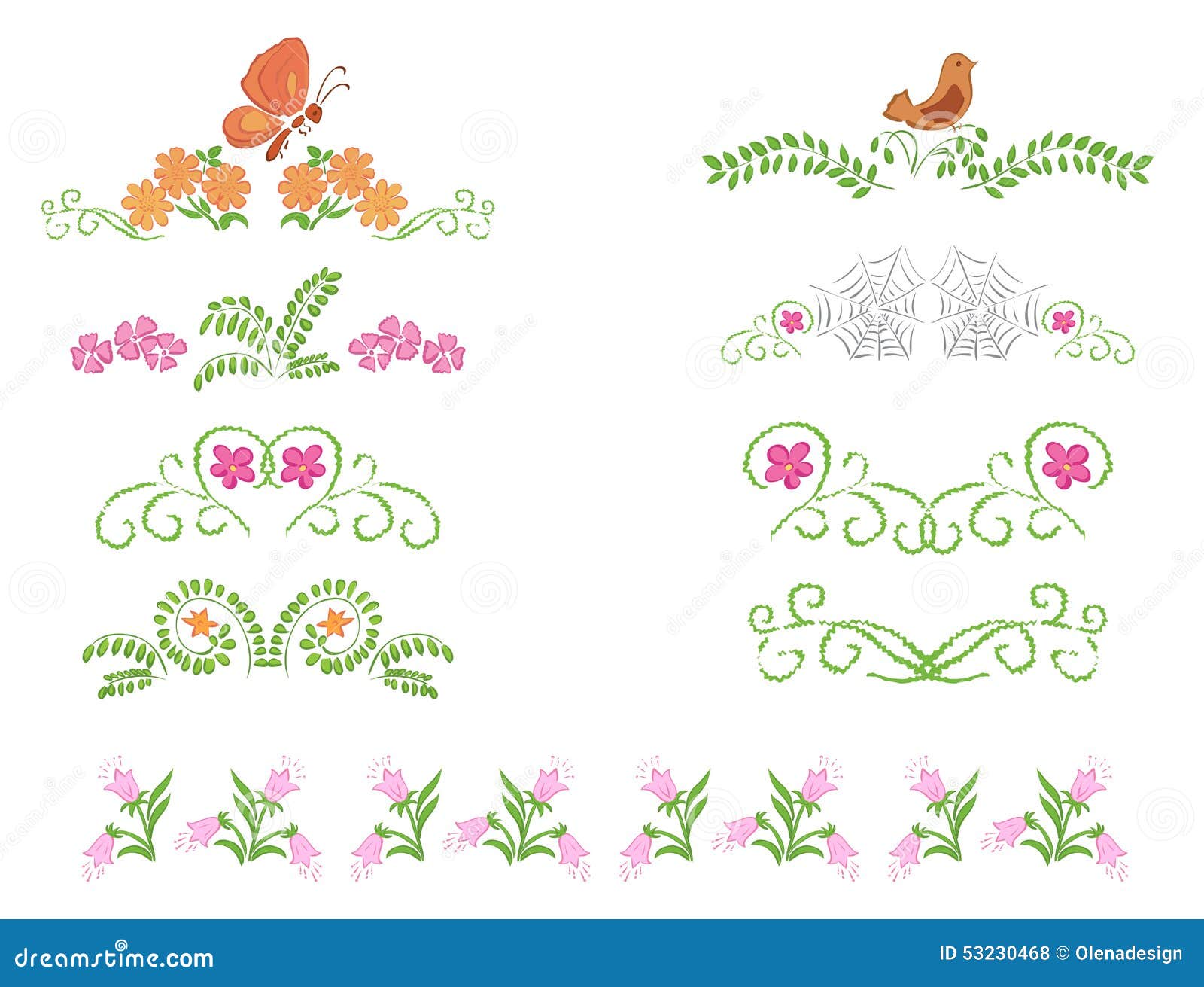 Floral Decorative Dividers - Set - Vector Stock Vector - Illustration ...