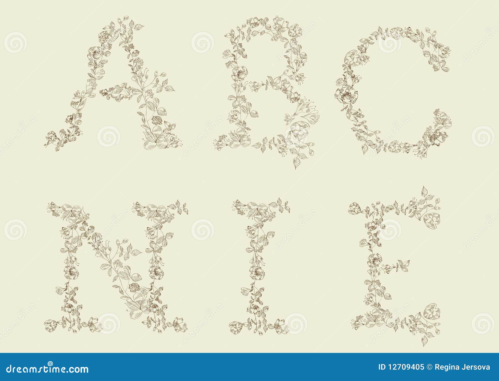 Decorative Font.Vector Art Alphabet On Grey Background. | CartoonDealer ...