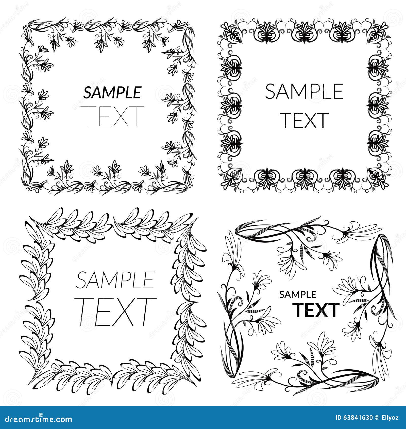 Floral decorative frame stock vector. Illustration of drawn - 63841630