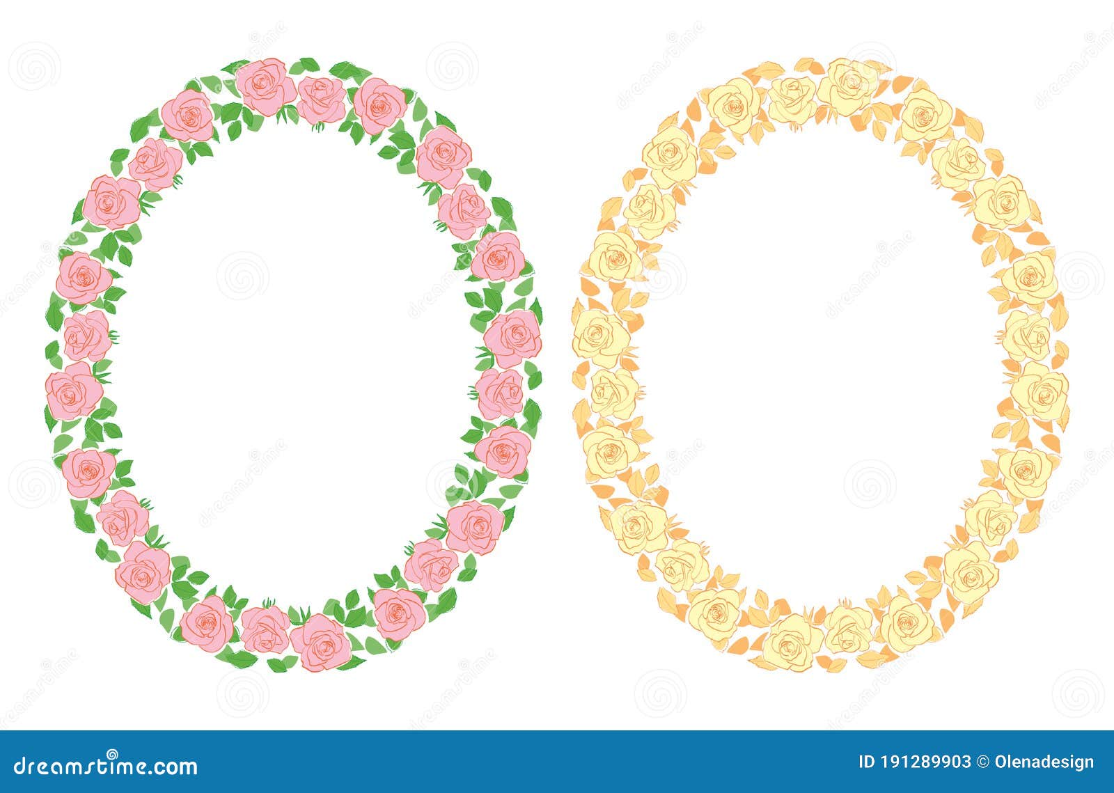 Floral Decorative Oval Frames with Roses Ornament - Vector Stock Vector ...
