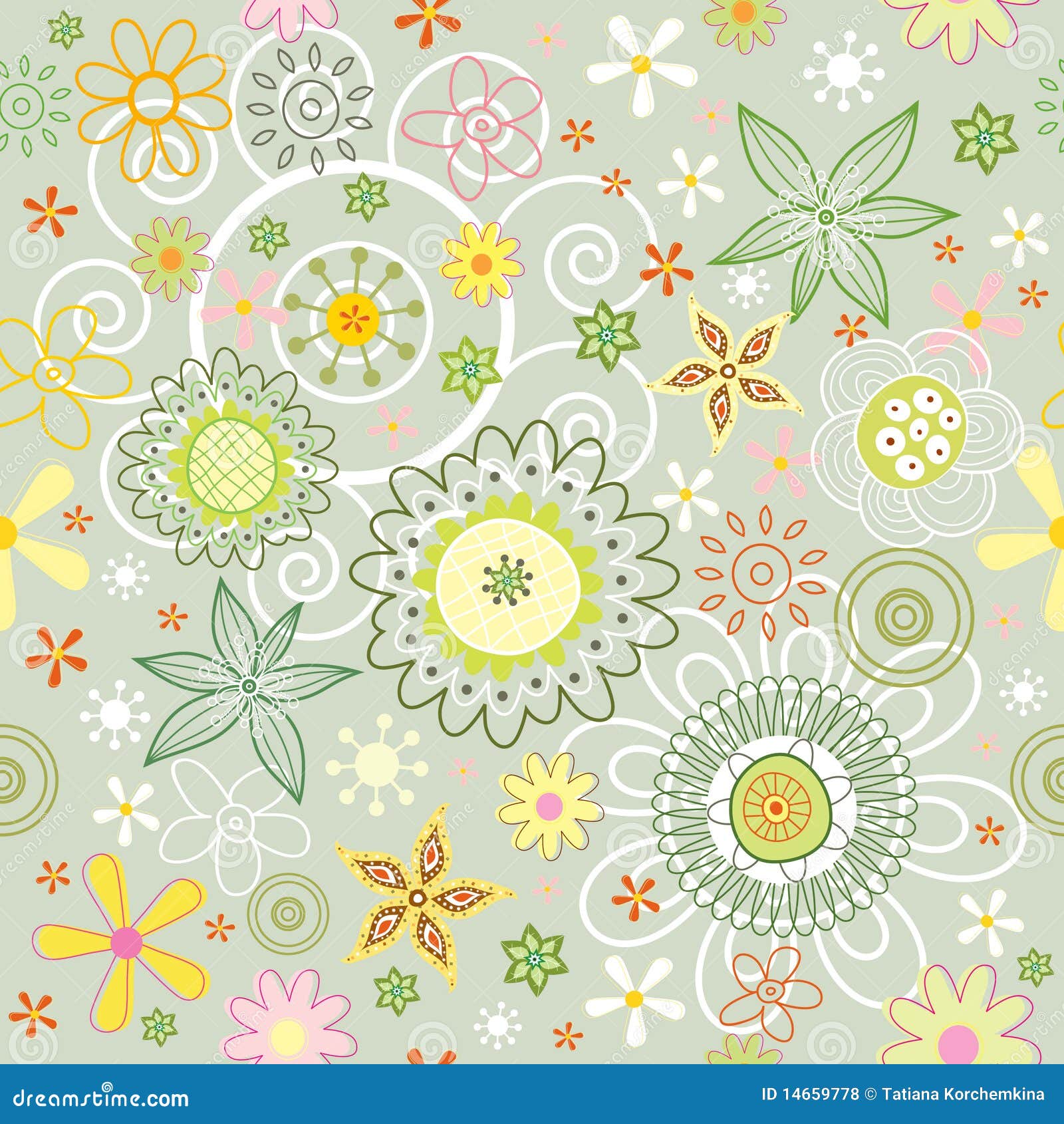 Floral decorative pattern stock vector. Illustration of summer - 14659778