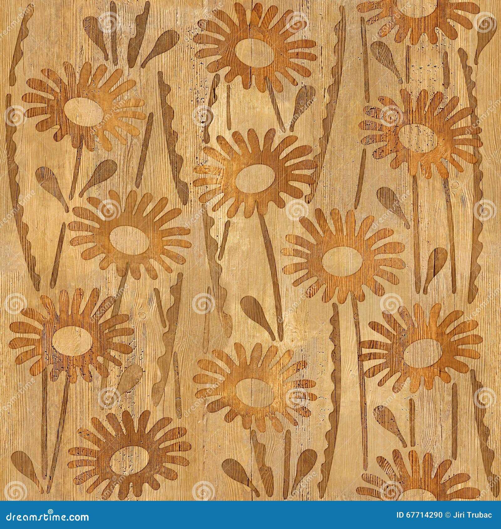 Floral Decorative Pattern - Wood Texture Stock Illustration ...