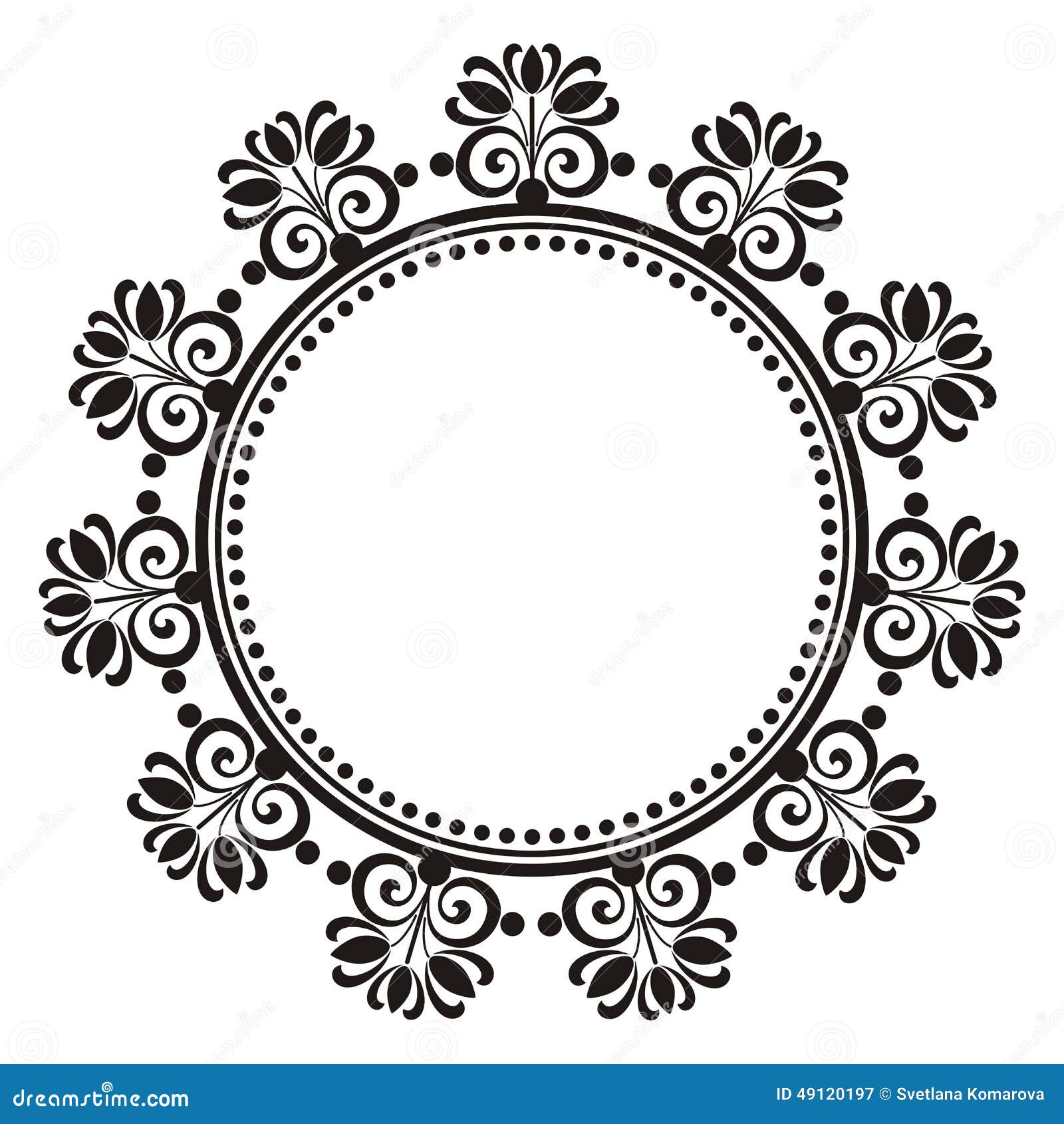 Floral Decorative Round Frame Stock Vector - Illustration of graphic ...